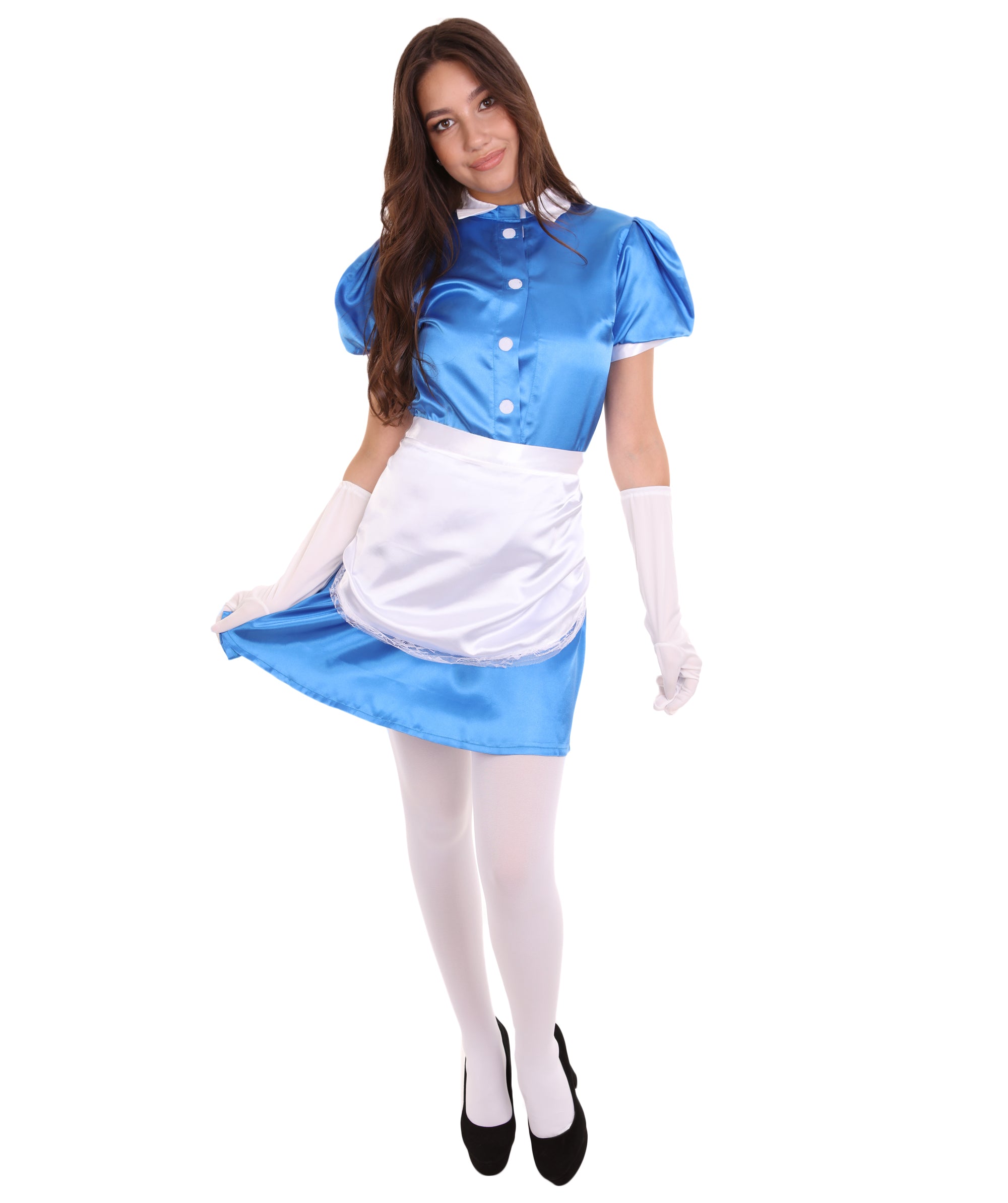 Royal Blue French Maid Costume - HalloweenPartyOnline