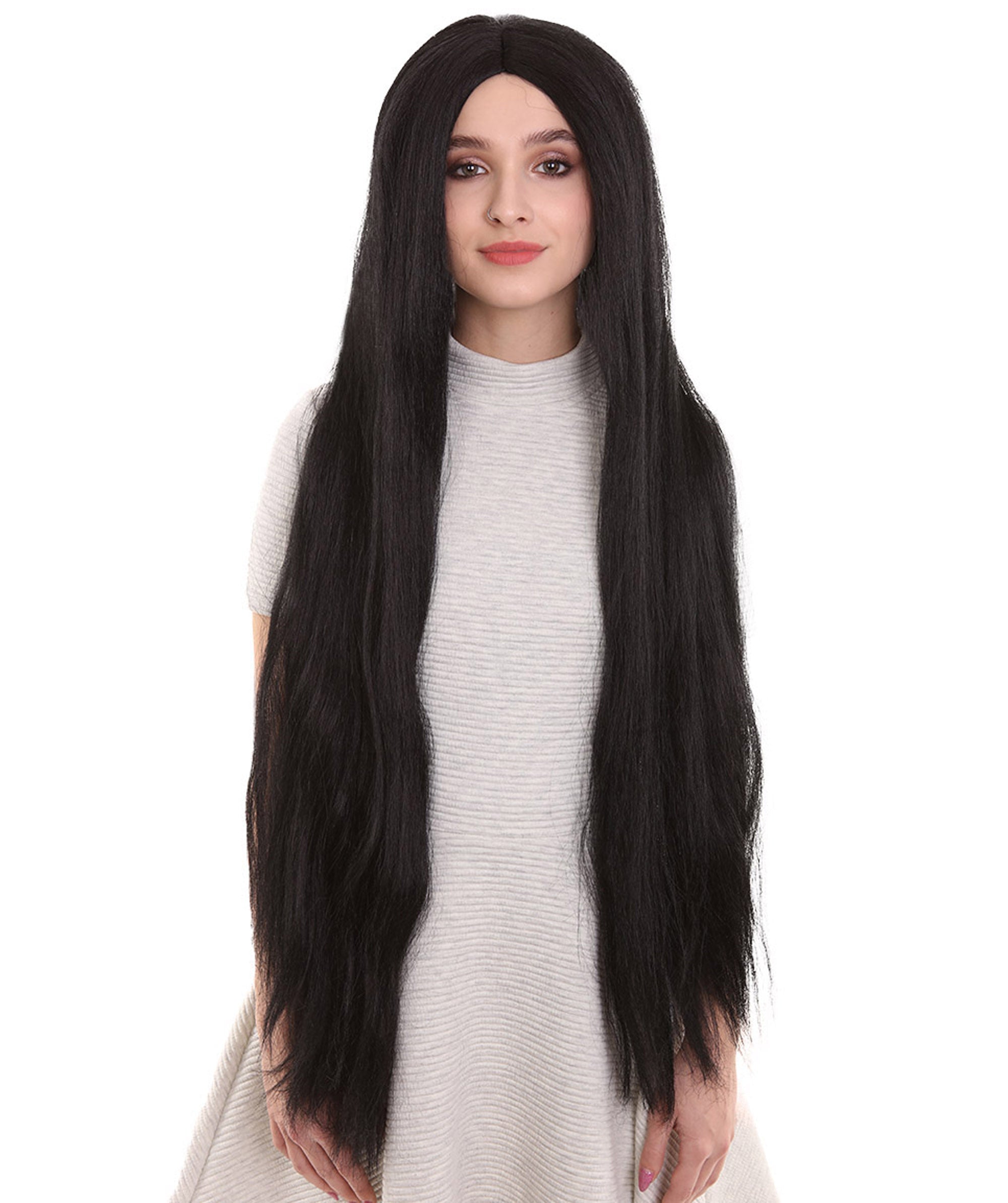 Straight Extra Long Black Wig - HalloweenPartyOnline