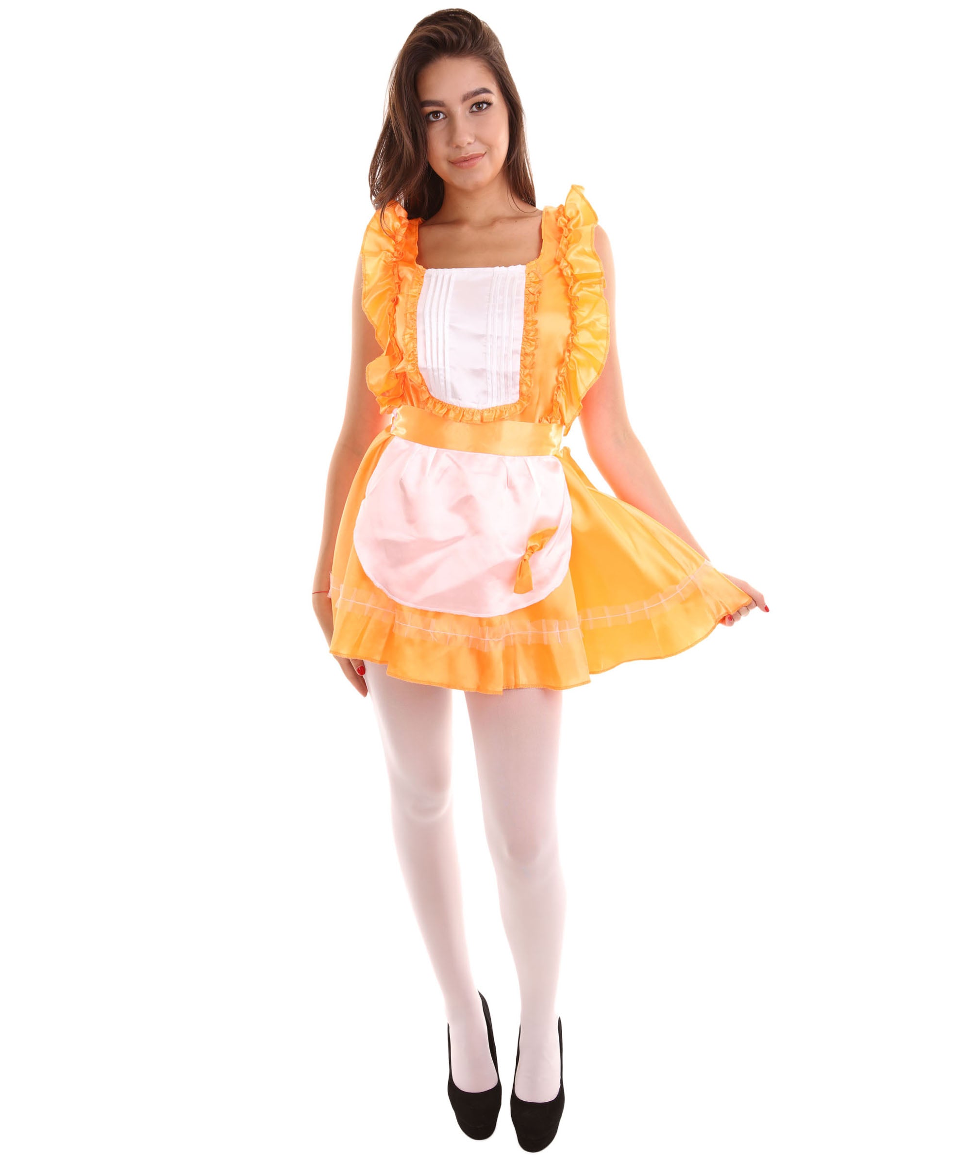 Orange French Maid Uniform Costume - HalloweenPartyOnline