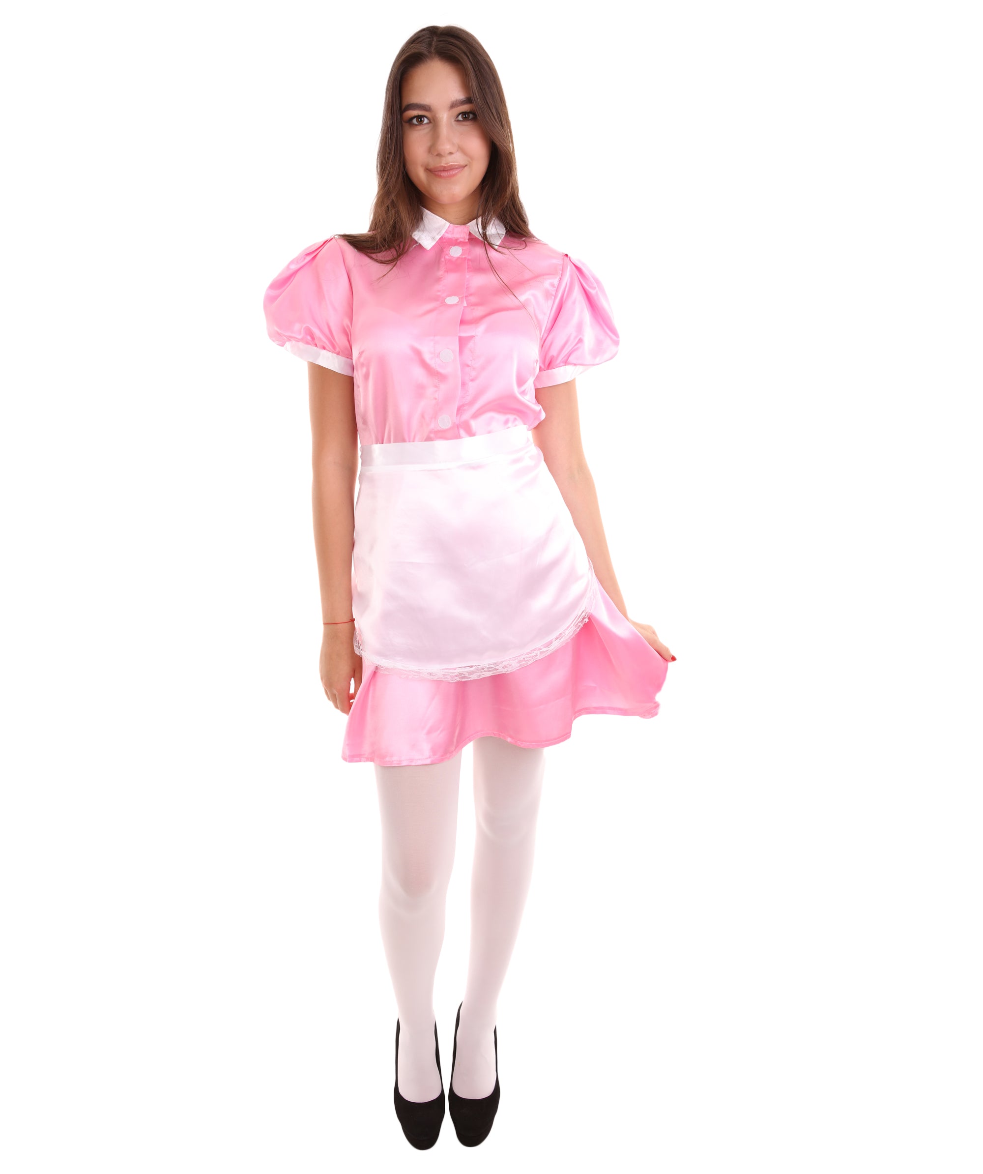 French Maid Light Pink Costume - HalloweenPartyOnline