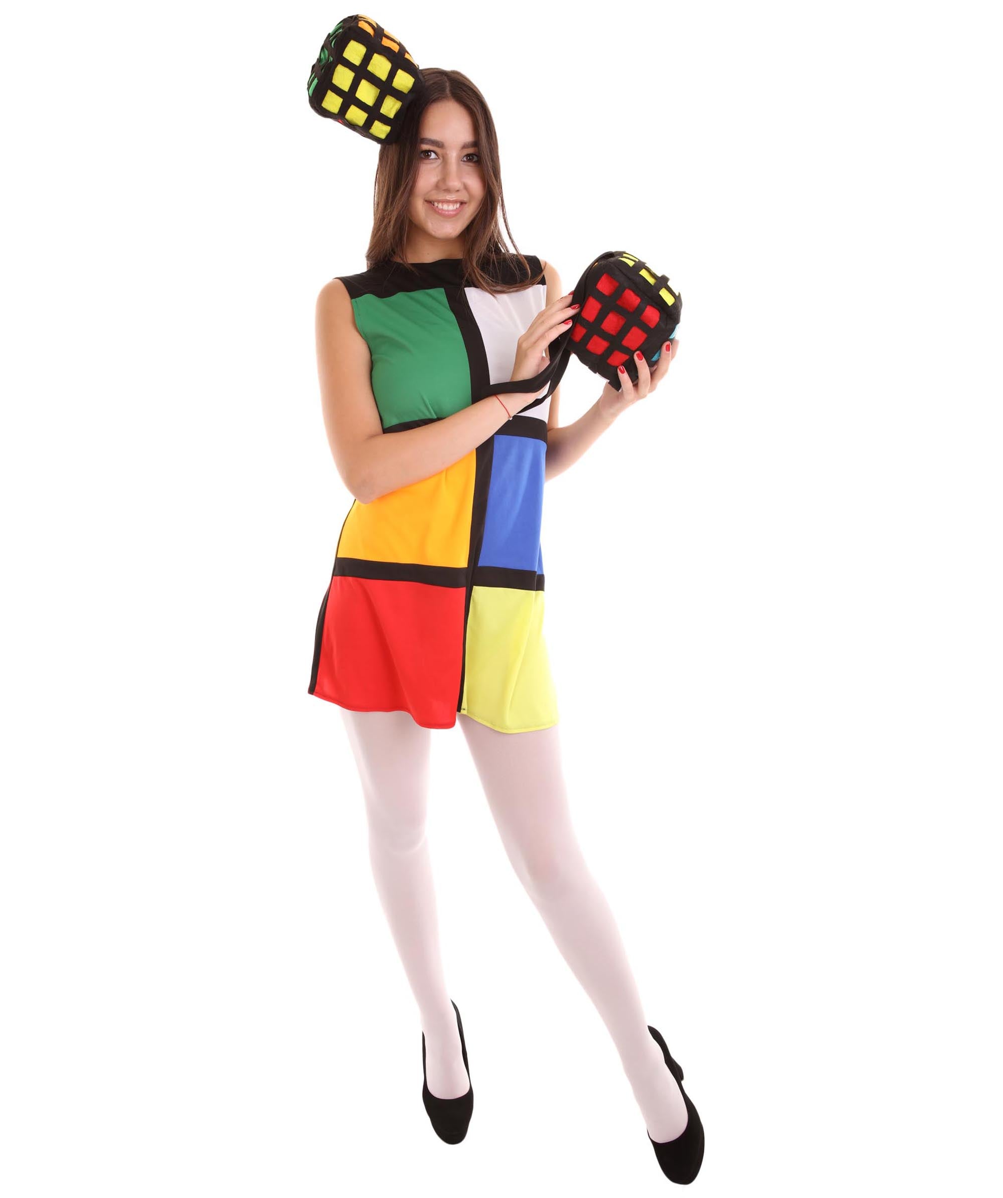 Adult Women's Rubik's Cube Costume | - HalloweenPartyOnline