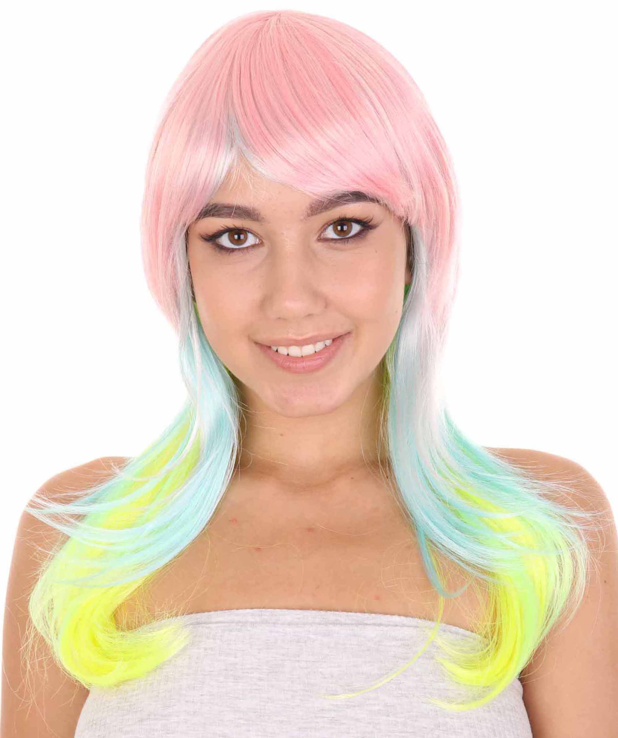 Rainbow Long Straight Women’s Wig - HalloweenPartyOnline