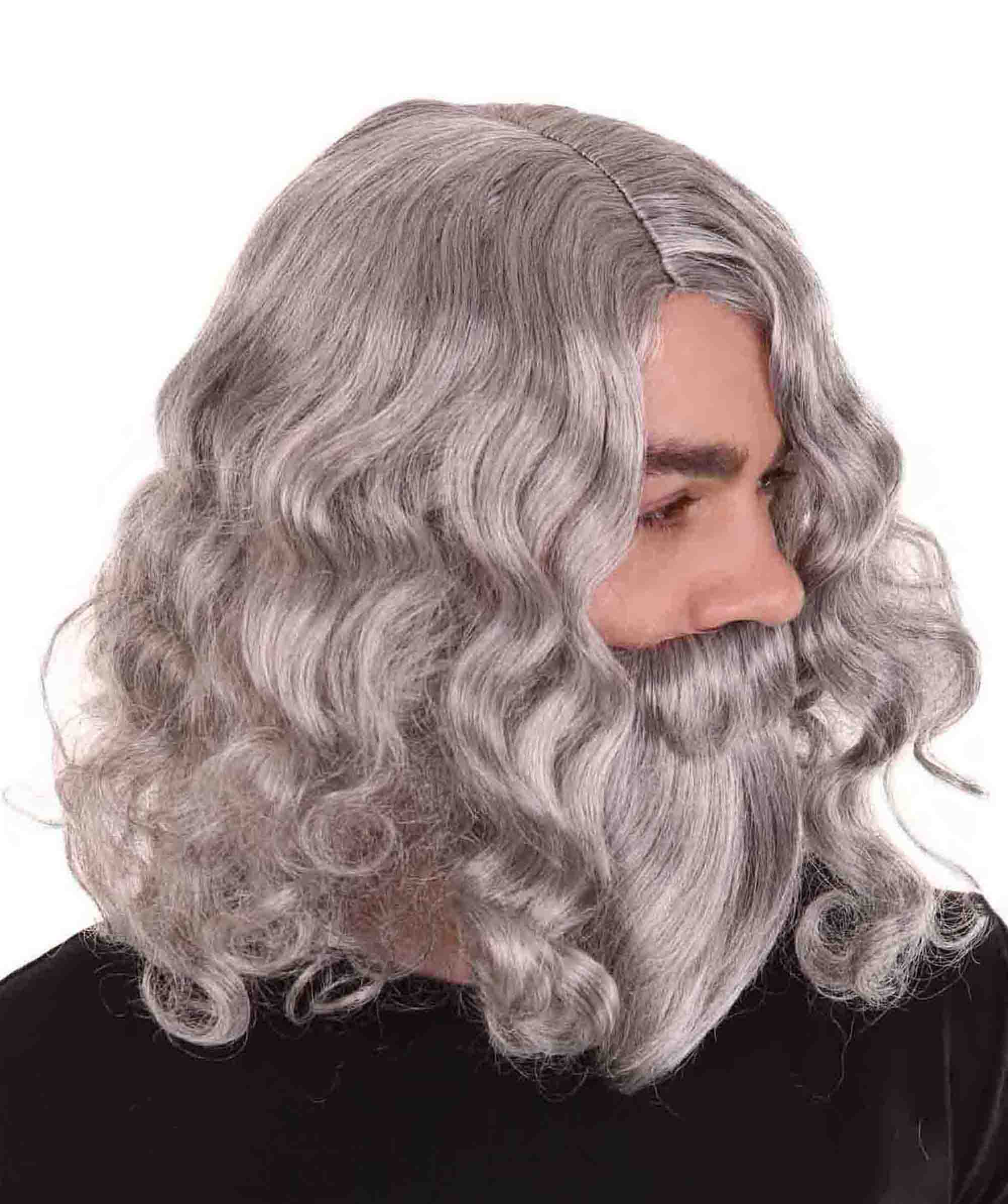 Biblical Wig and Beard Grey Set | Grey Cosplay Halloween Wig ...