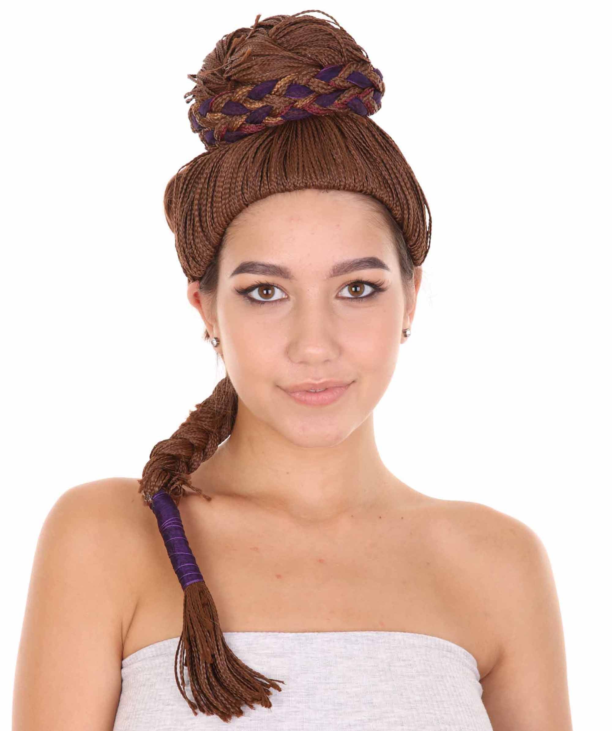 Women's Superhero Braided Wig - Adult / Brown - HalloweenPartyOnline
