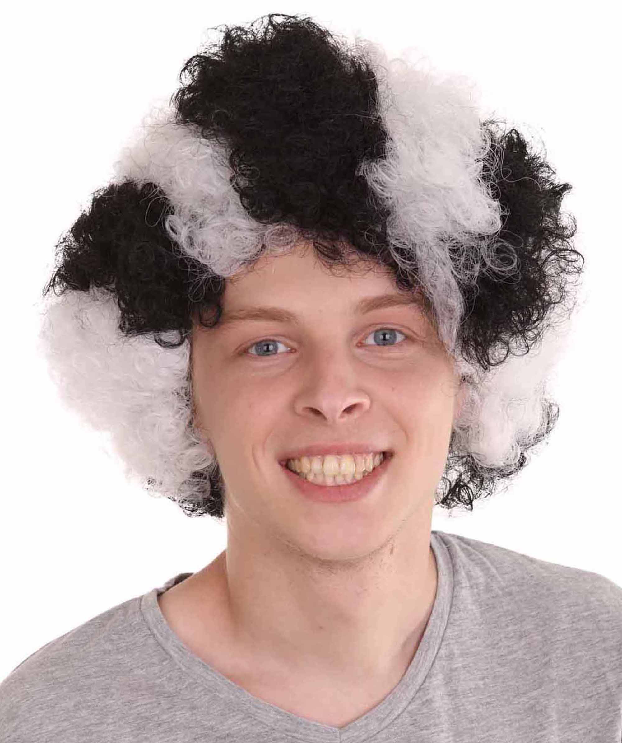 Italian Football Club Afro Wig | Black & White Sports Wig ...
