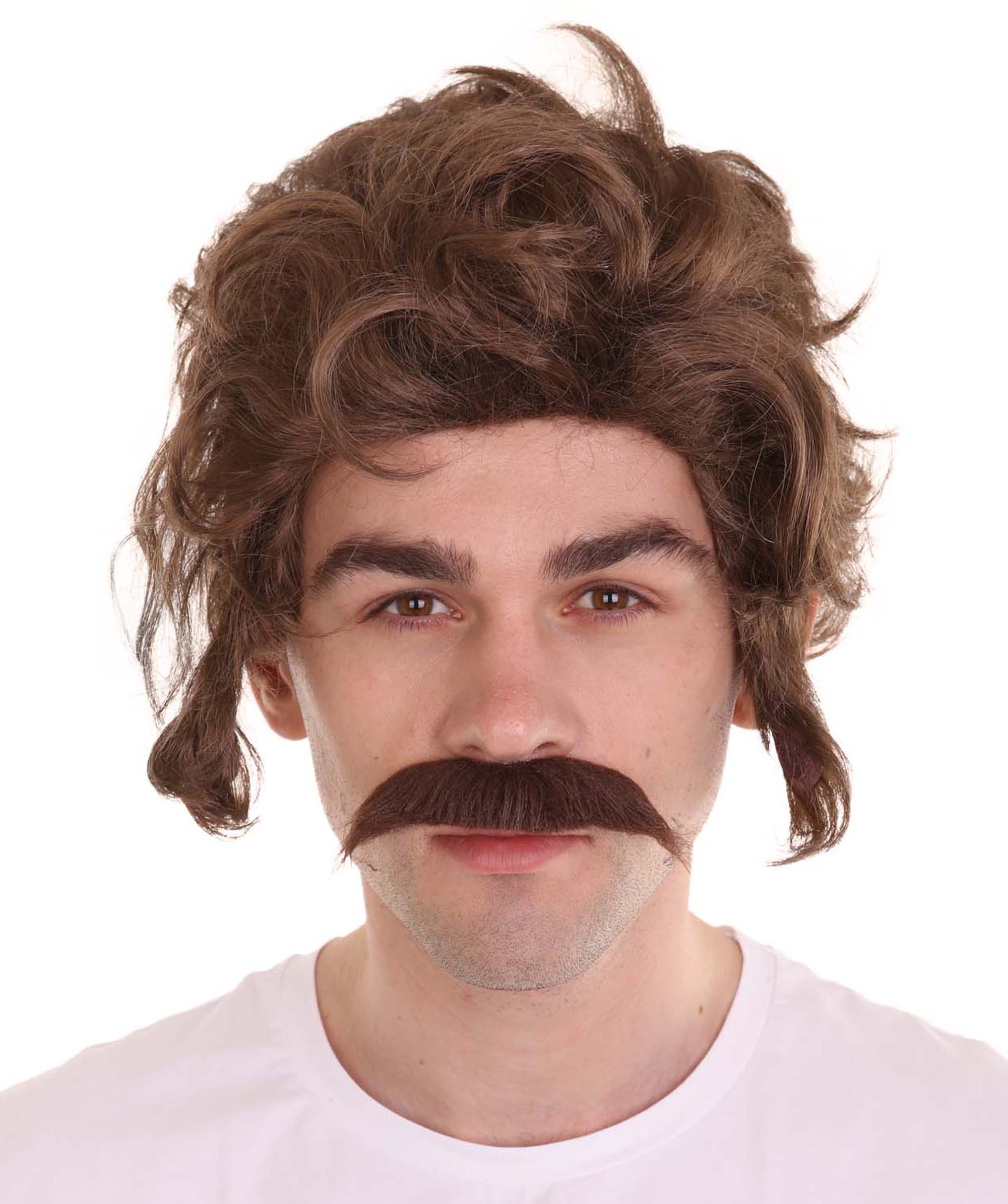 Men Brown Wig with Moustache Set | Cosplay Halloween Wig | Premium Bre ...