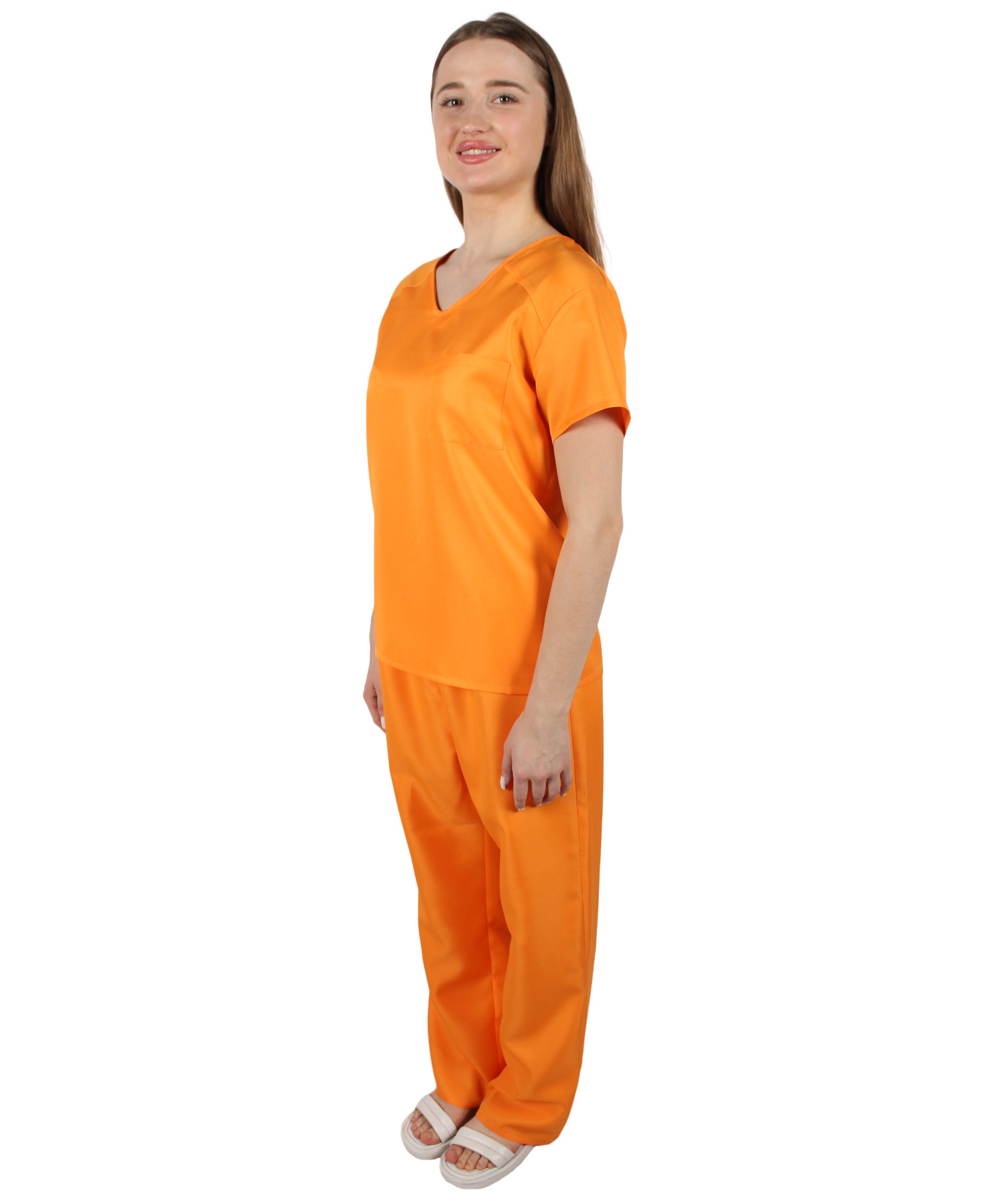 Adult Women's Prisoner Uniform Orange Cosplay Costume ...