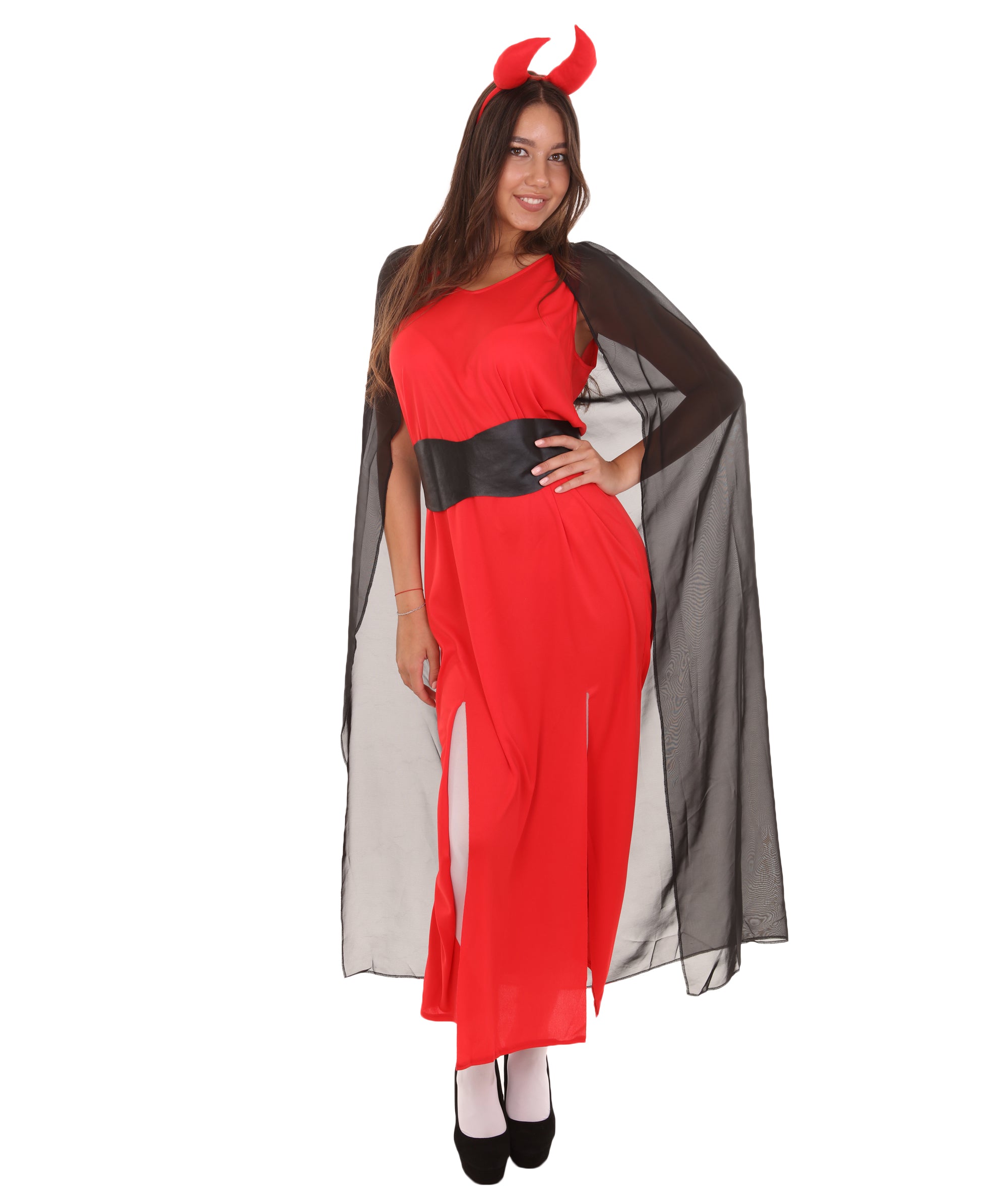 Adult Women's Devil Fancy Dress Scary Costume | Red & Black Halloween ...
