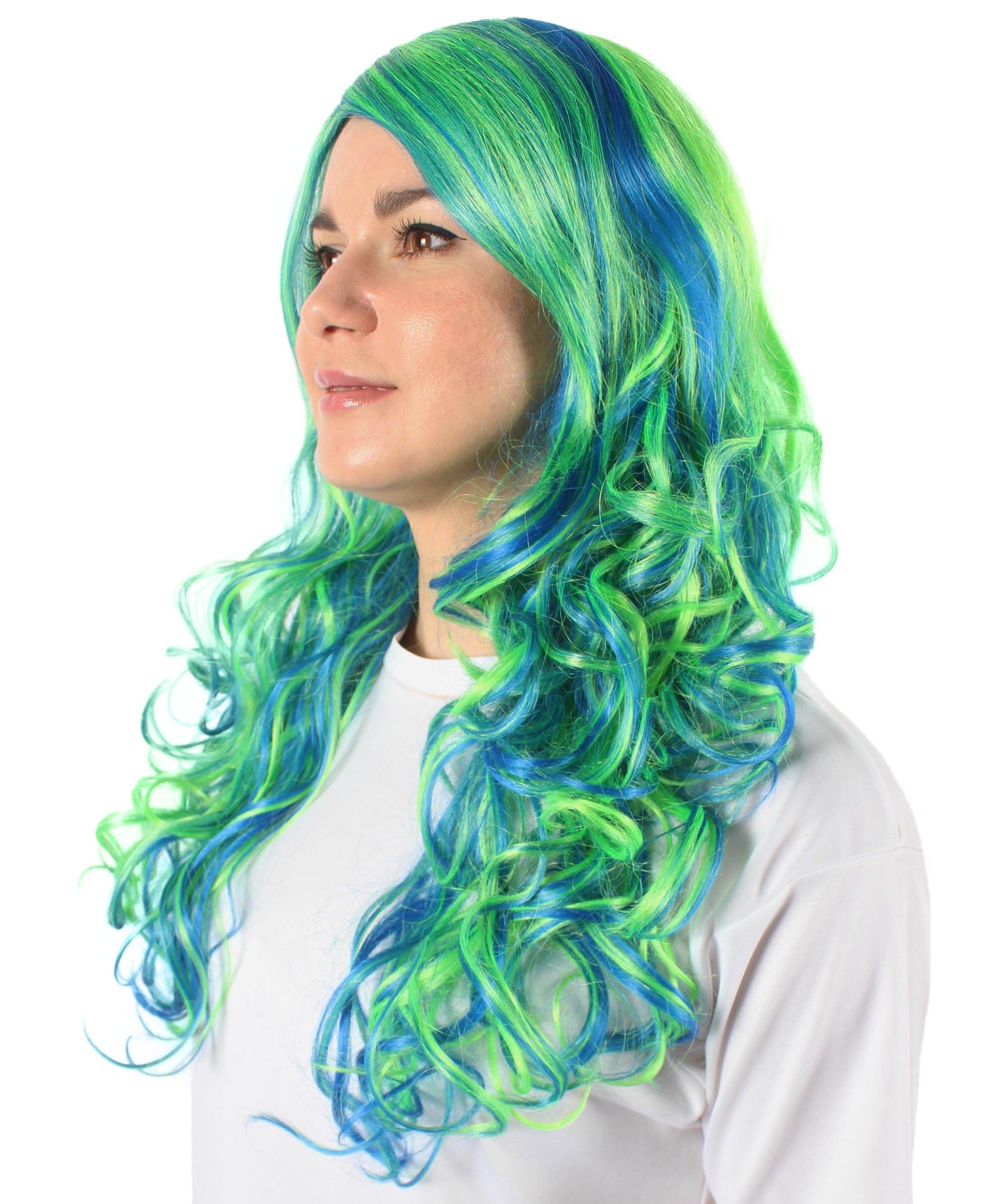 Women's Carnival Mardi Gras Tri-Color Wavy Style Cosplay Wig ...