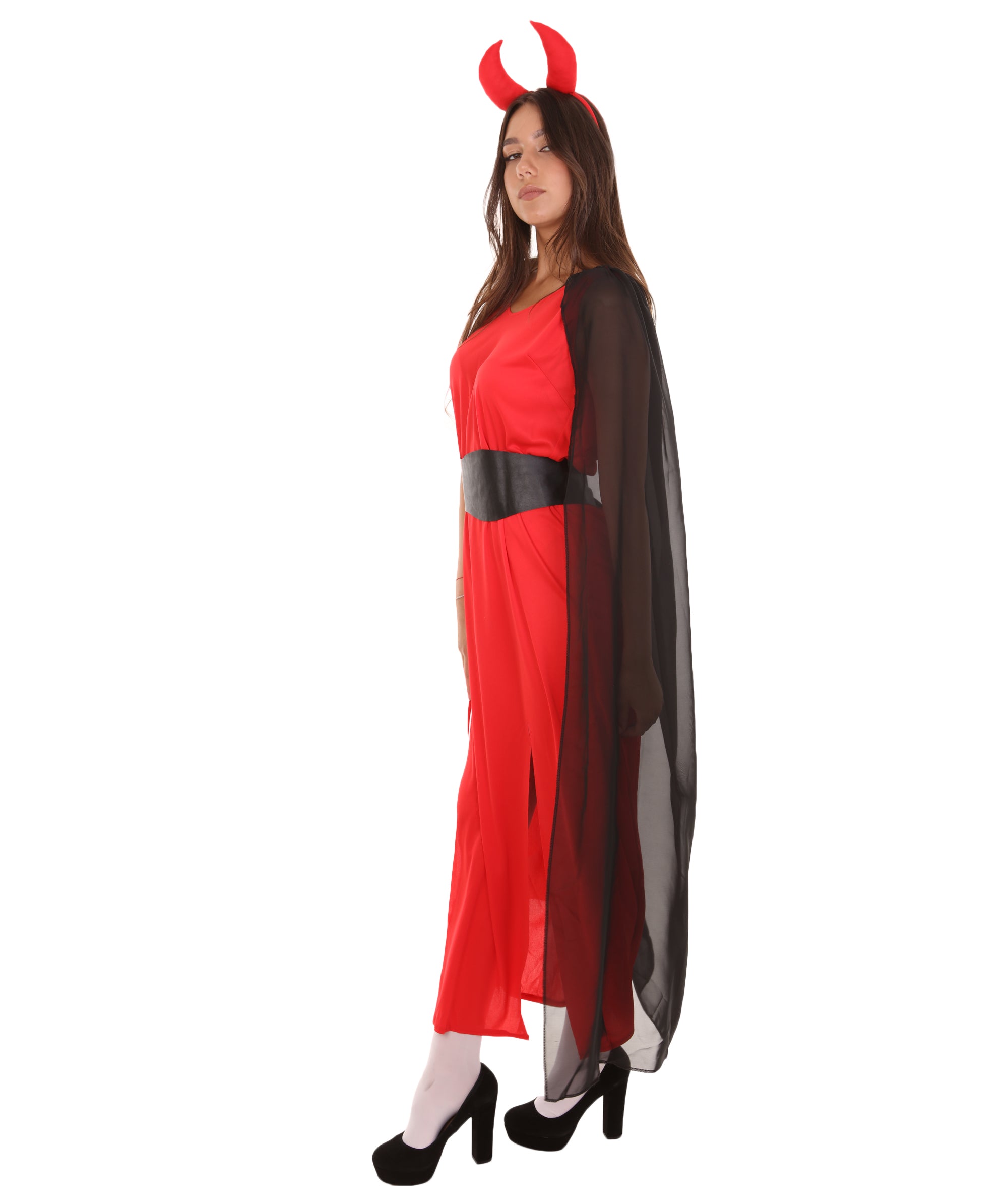 Adult Women's Devil Fancy Dress Scary Costume | Red & Black Halloween ...