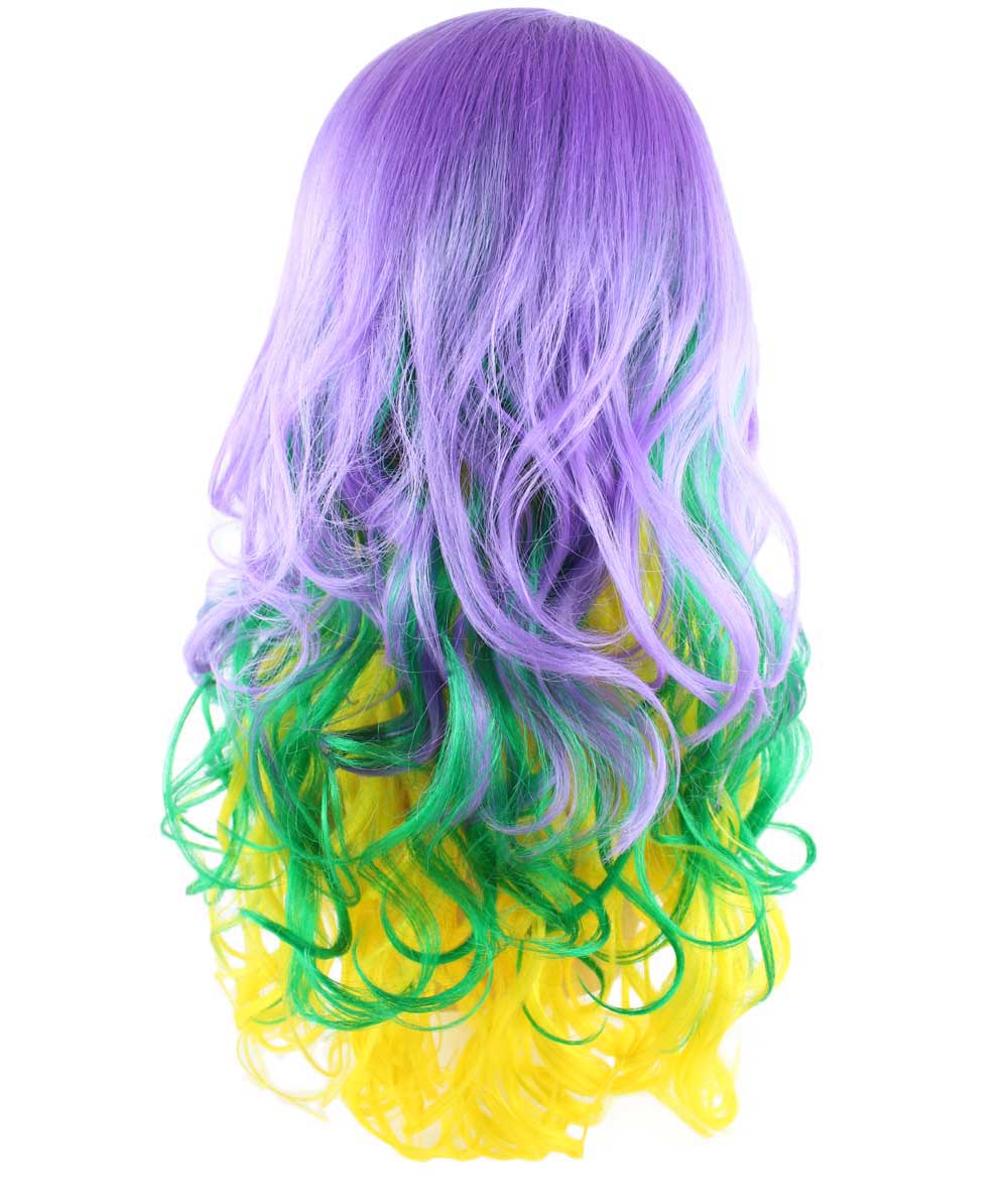 Women's Carnival Mardi Gras Tri-Color Wavy Style Cosplay Wig ...