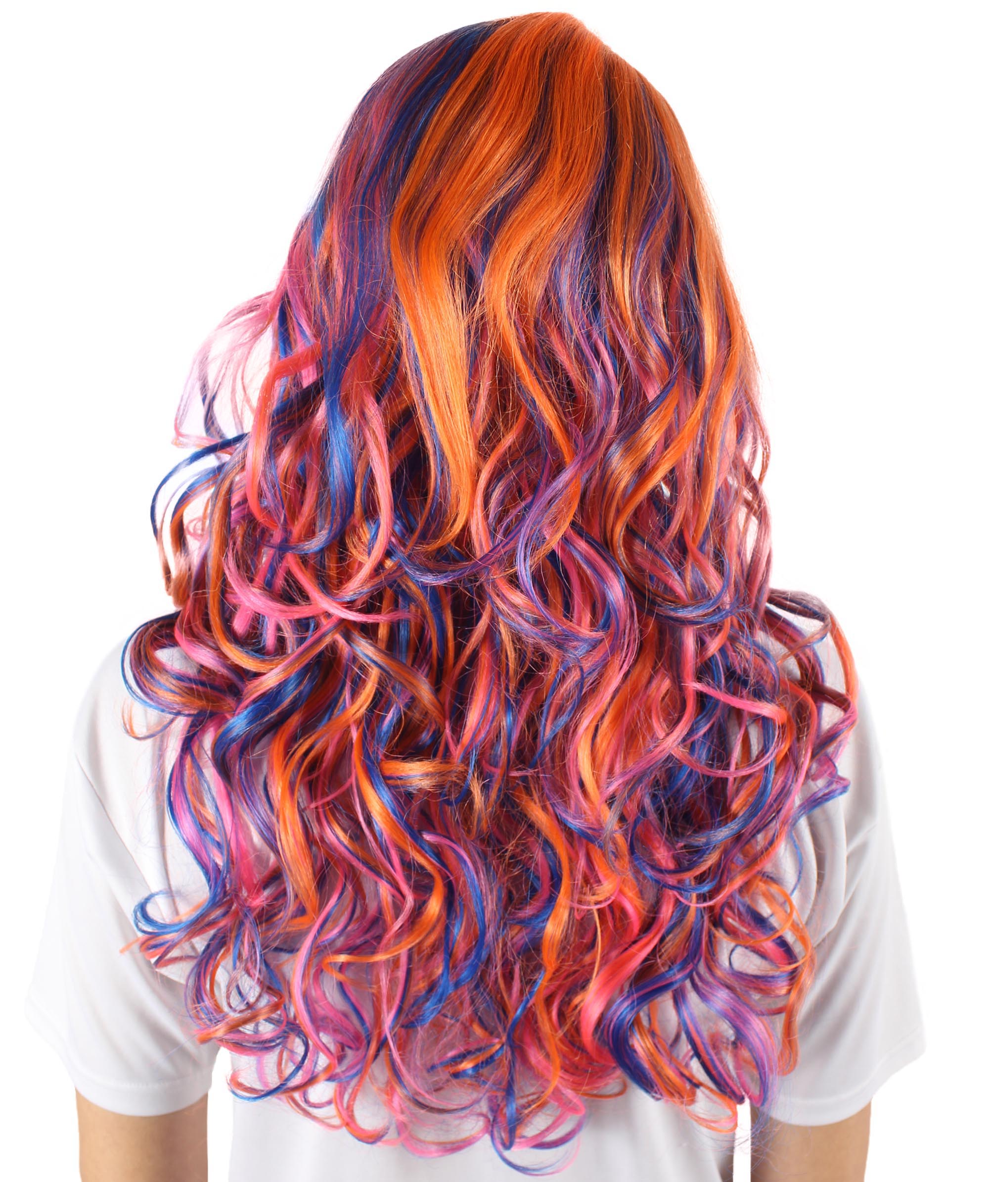 Women's Carnival Mardi Gras Tri-Color Wavy Style Cosplay Wig ...