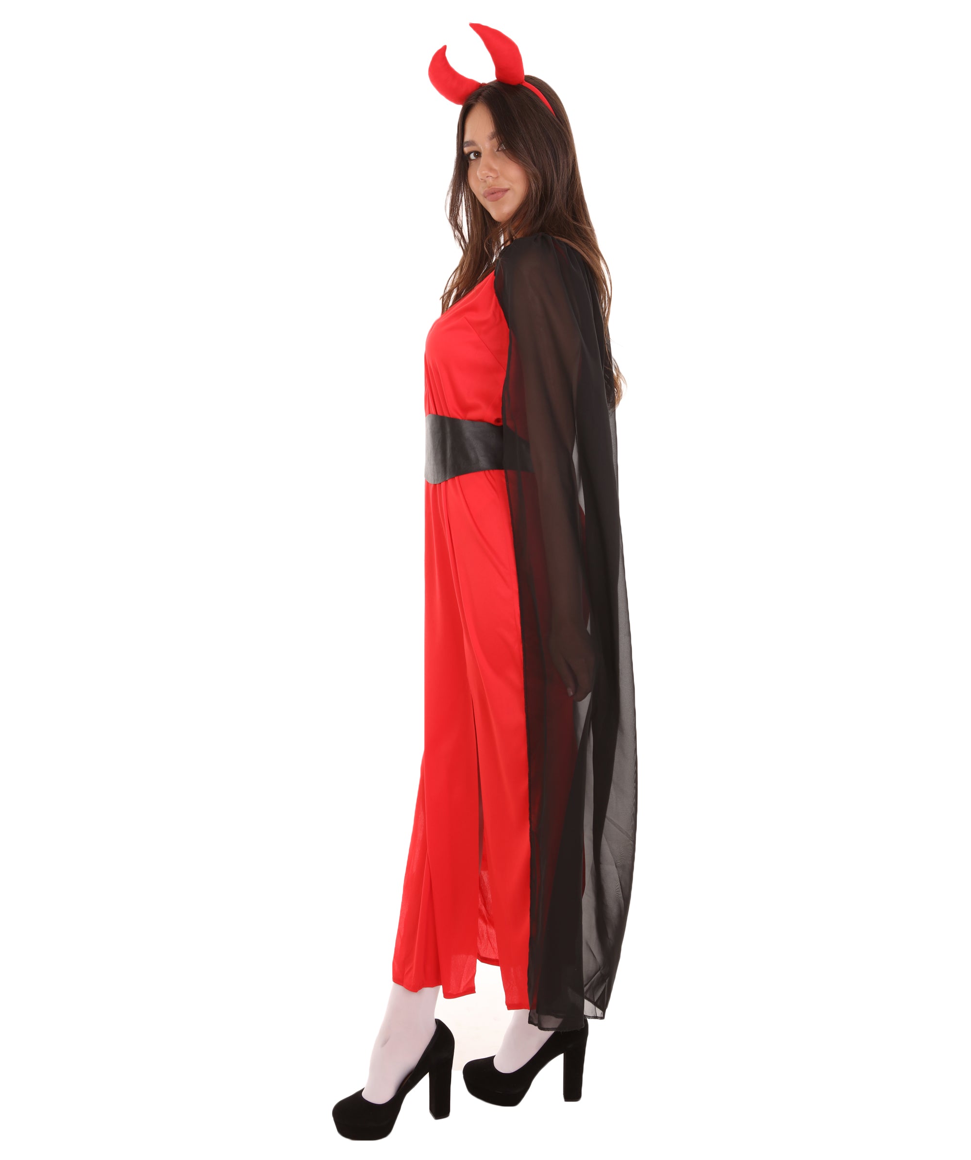 Adult Women's Devil Fancy Dress Scary Costume | Red & Black Halloween ...