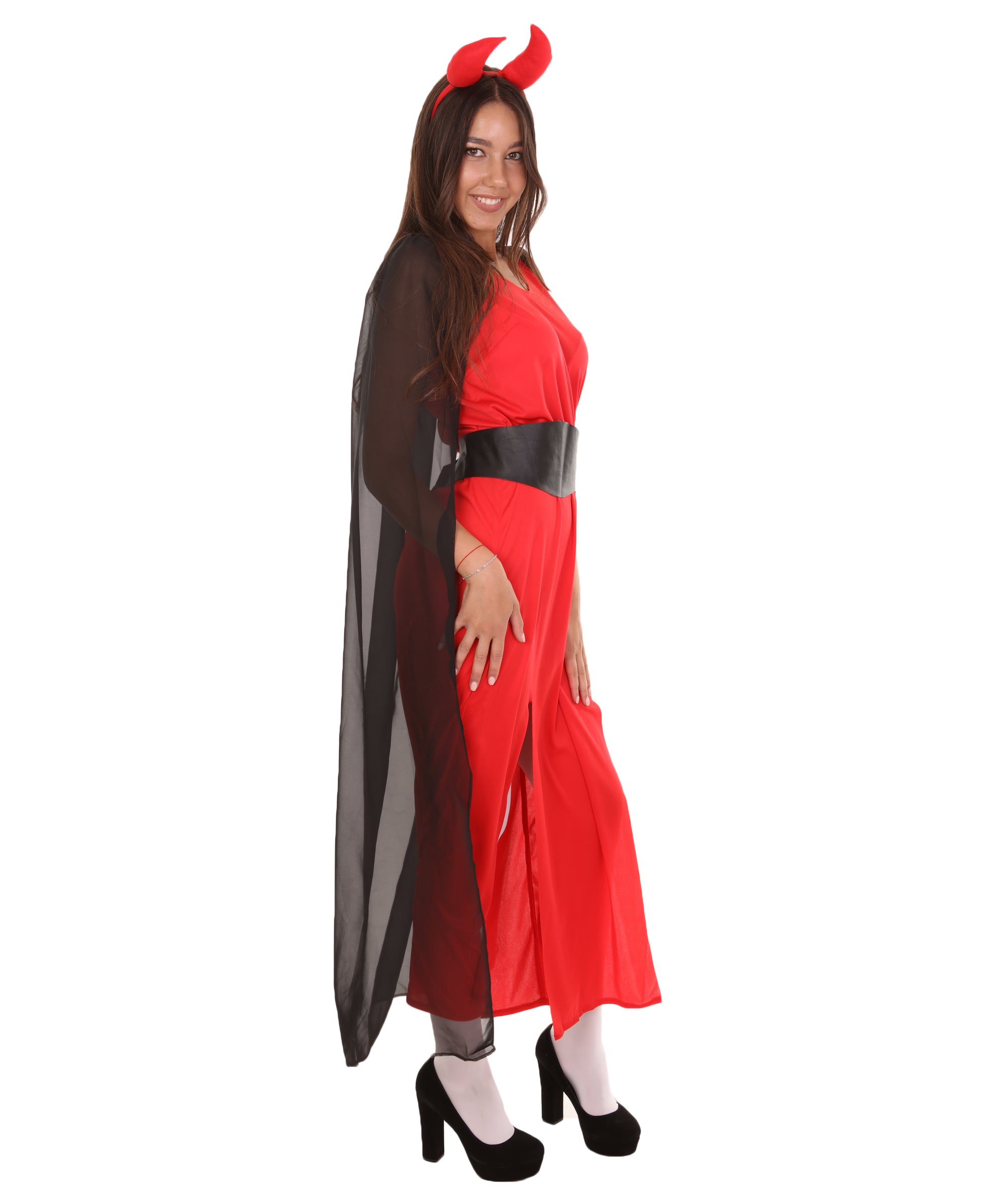 Adult Women's Devil Fancy Dress Scary Costume | Red & Black Halloween ...