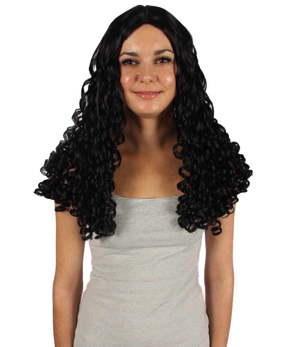 Womens Colonial Ladies Long Curly Black Historical Wigs ...