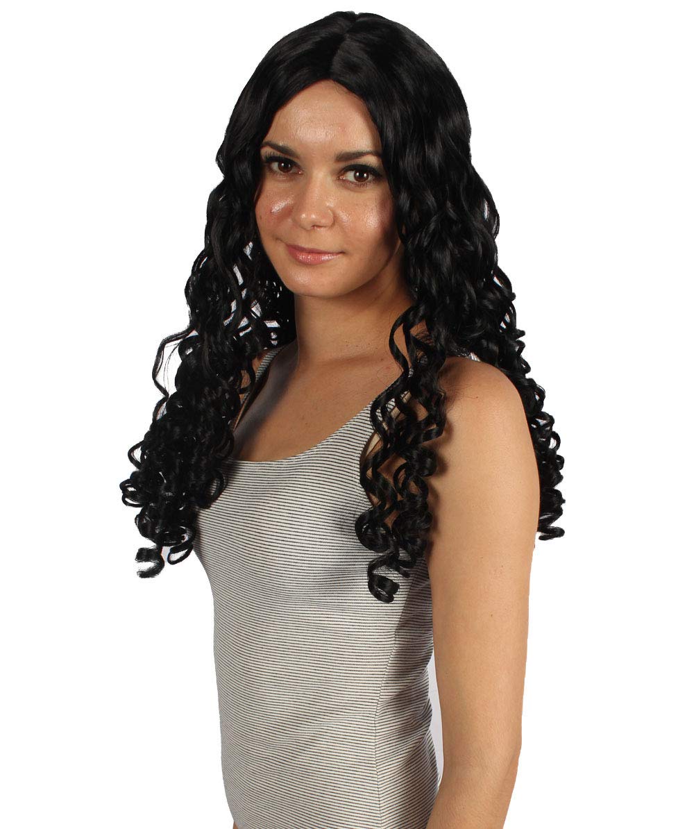 Womens Colonial Ladies Long Curly Black Historical Wigs ...