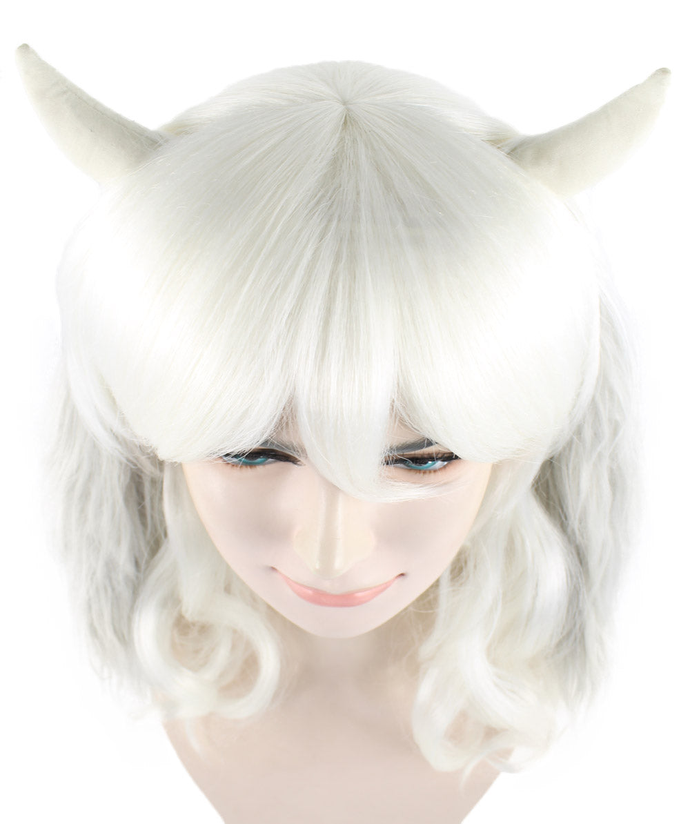 Undertale Asriel White Cosplay Wig with Horns | HPO - HalloweenPartyOnline