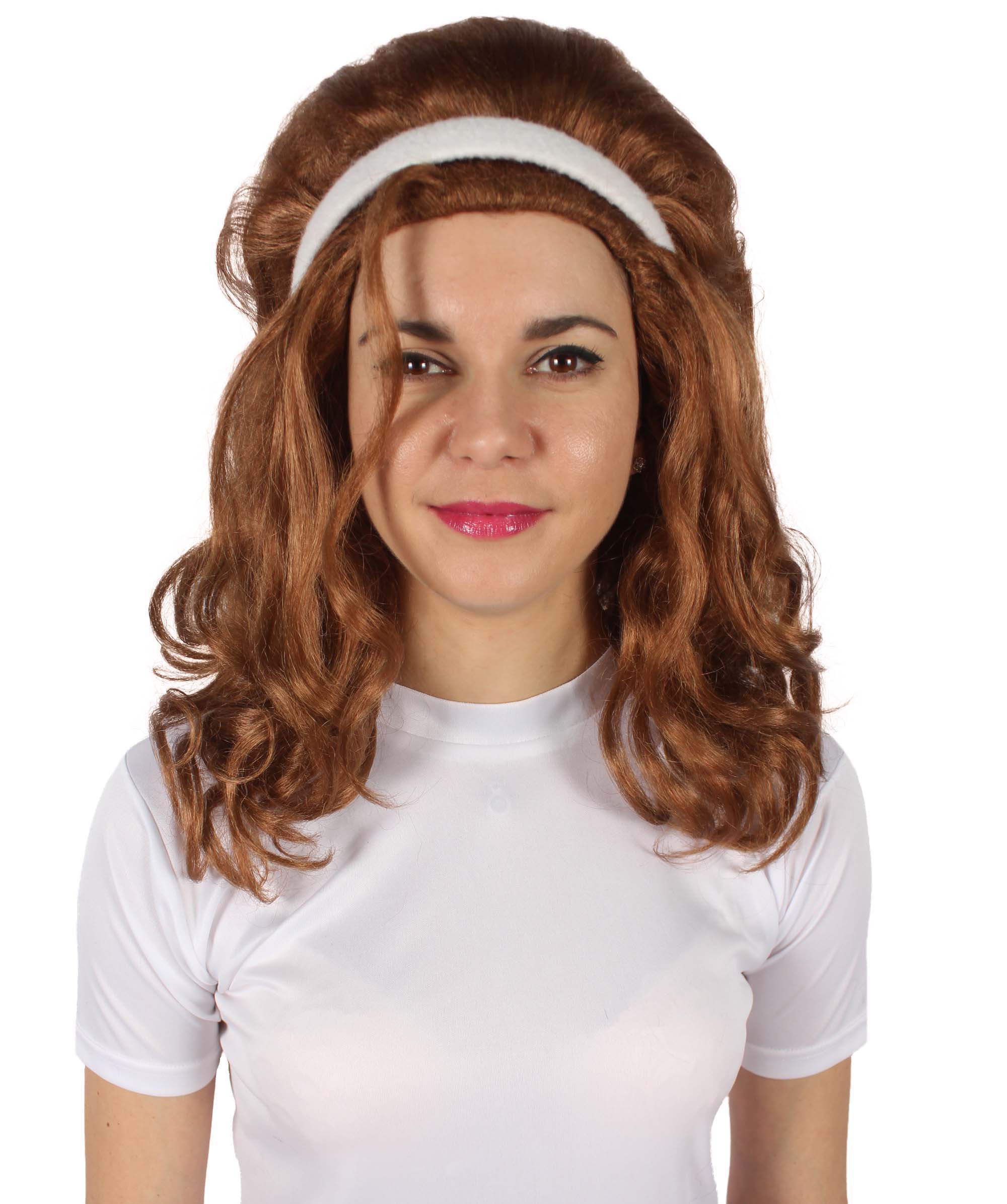 Adult Unisex Drag Race Brown Wavy Dolly Beehive Updo Queen Wig with Wh ...