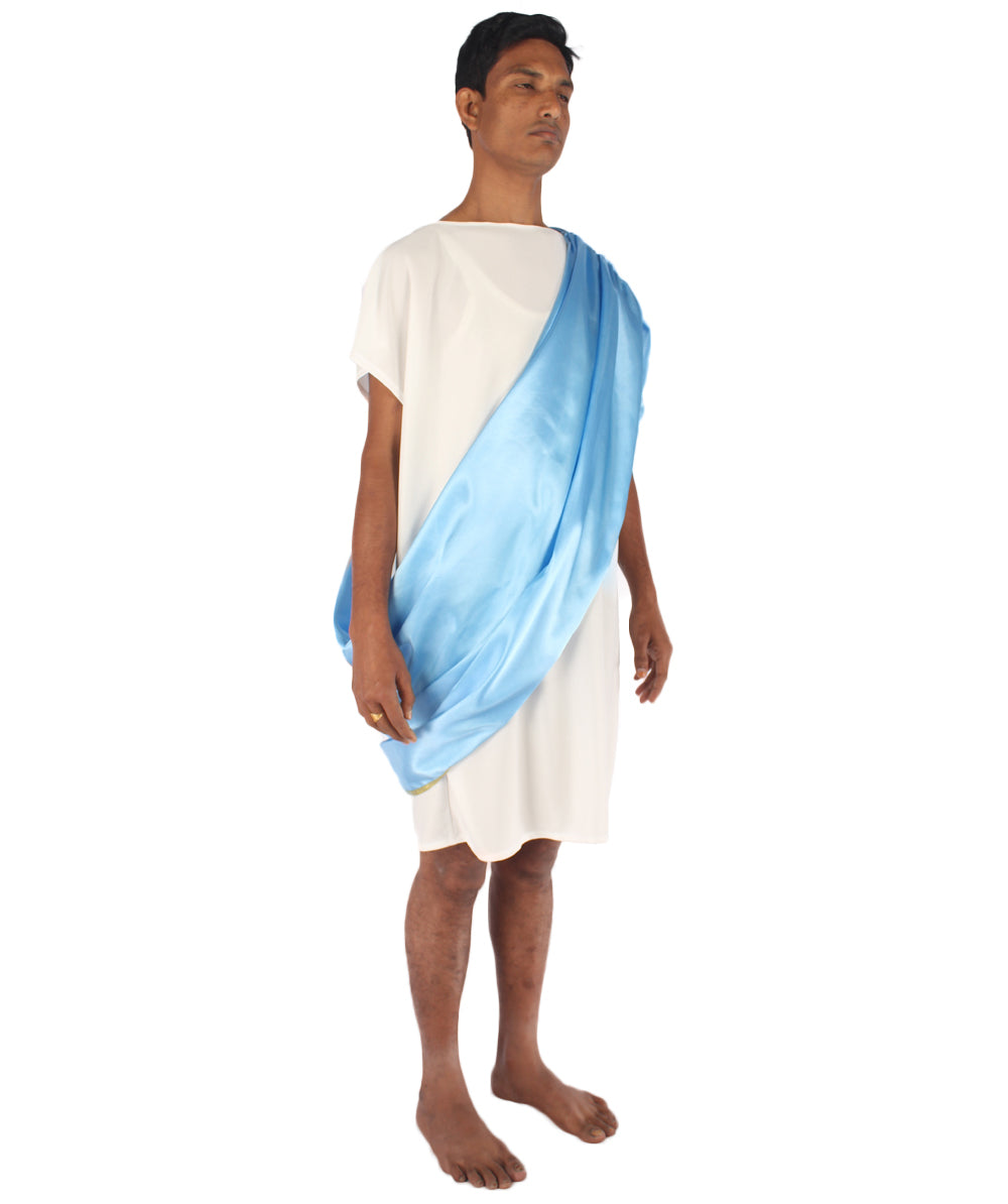 White and blue toga Costume - HalloweenPartyOnline