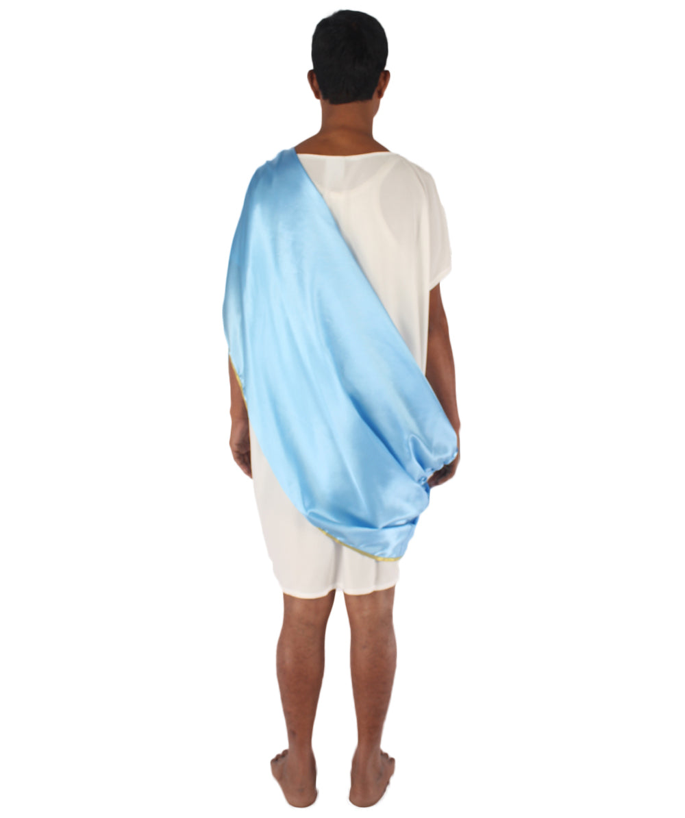 White and blue toga Costume - HalloweenPartyOnline