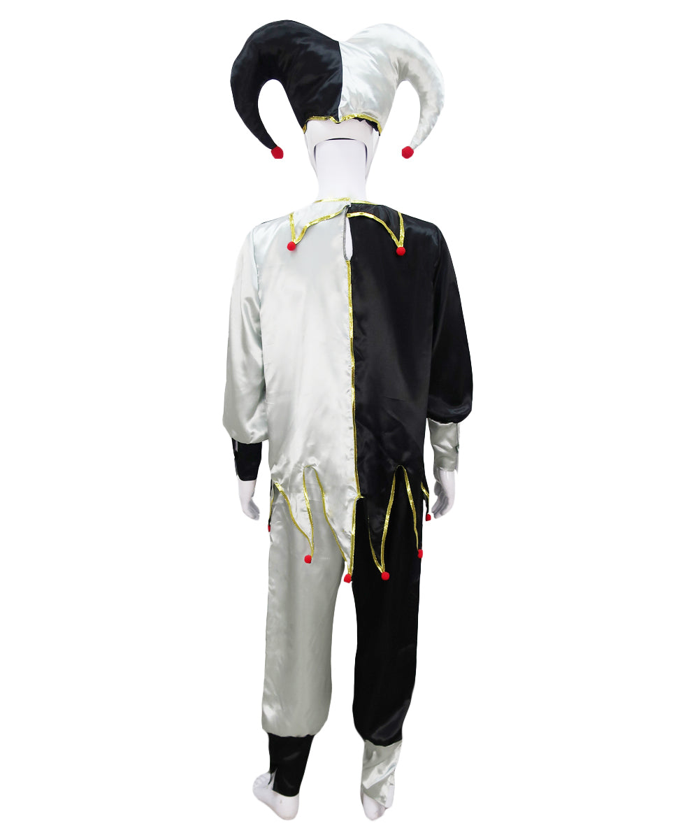 Black and White Jester Costume - HalloweenPartyOnline