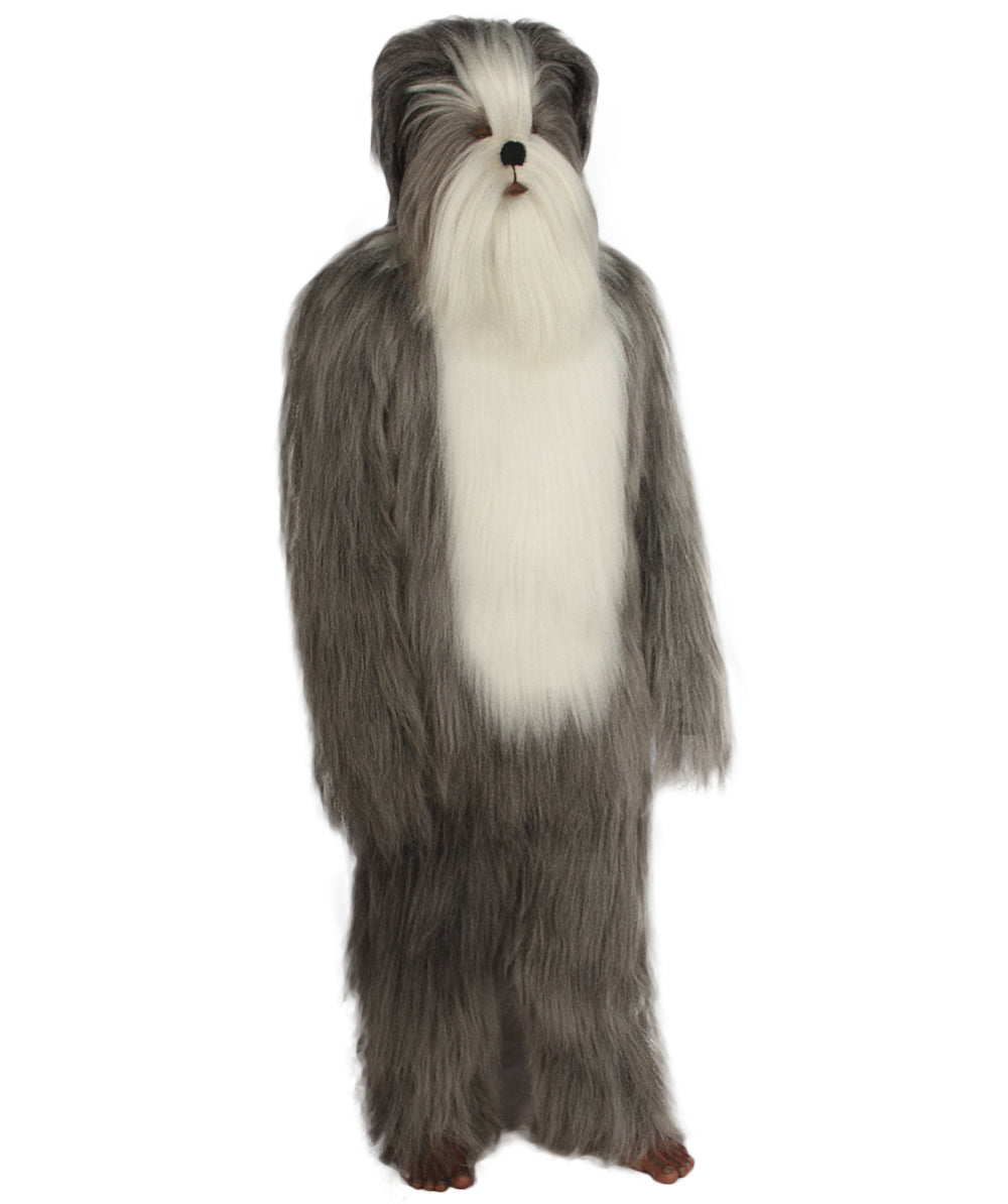 Men's White and Grey Straight Long Furry Dog Collection ...