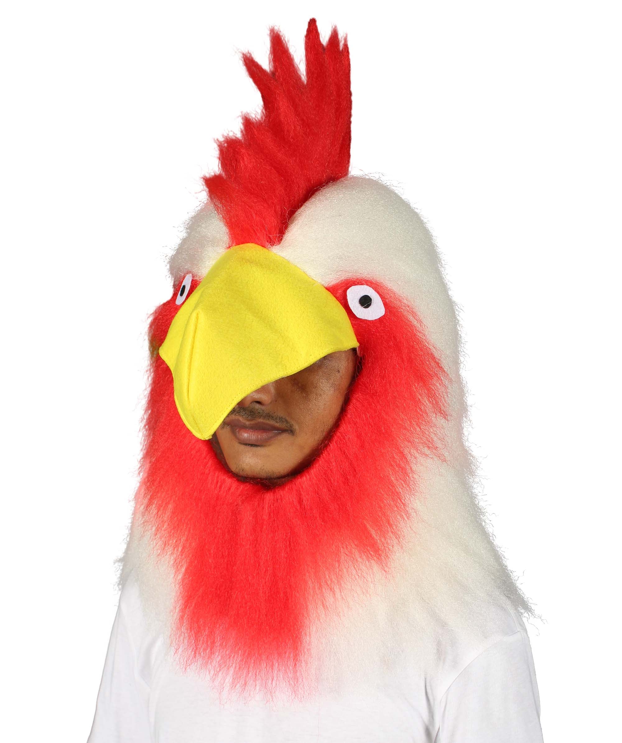 White and red Chicken Wig - HalloweenPartyOnline