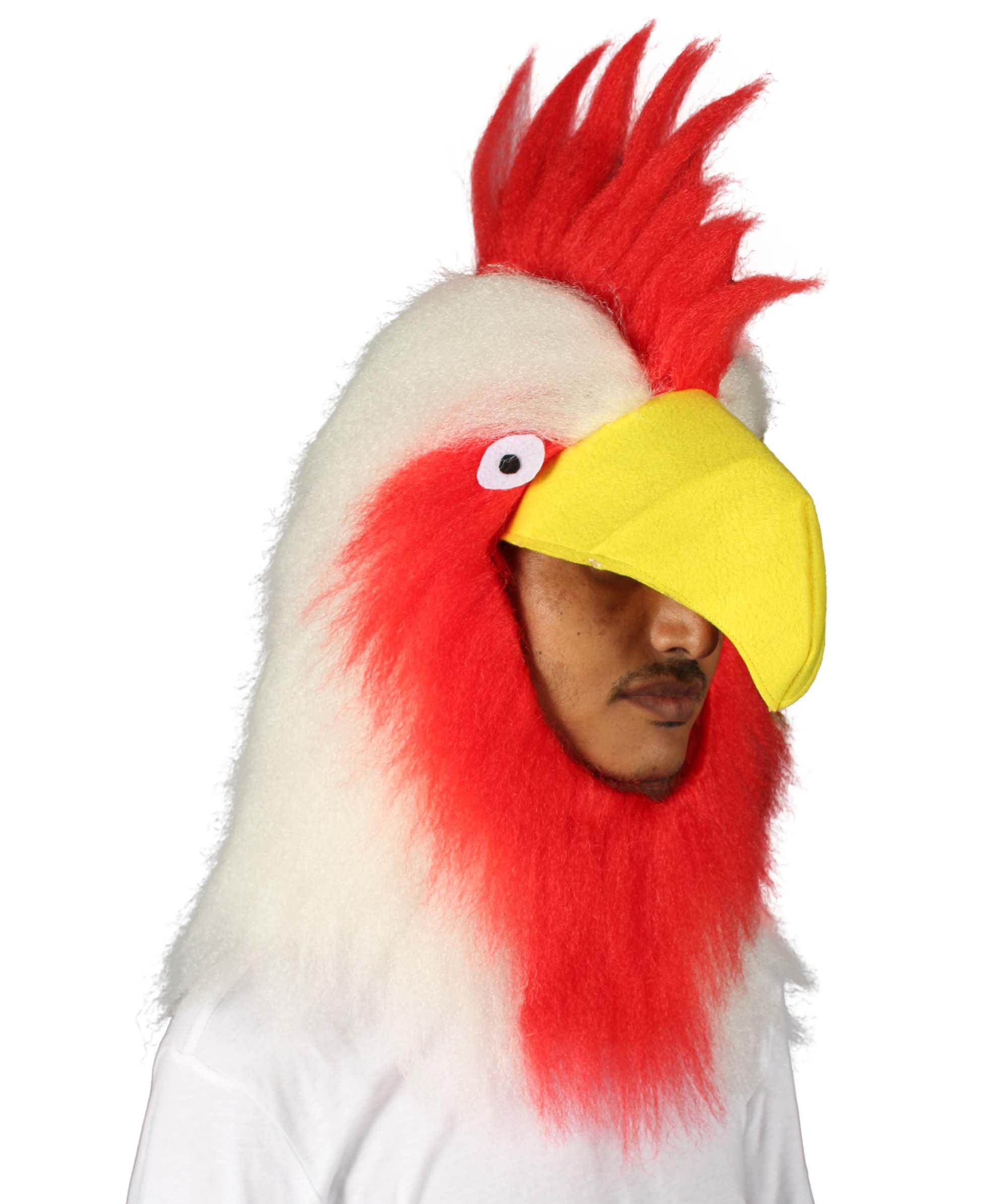 White and red Chicken Wig - HalloweenPartyOnline