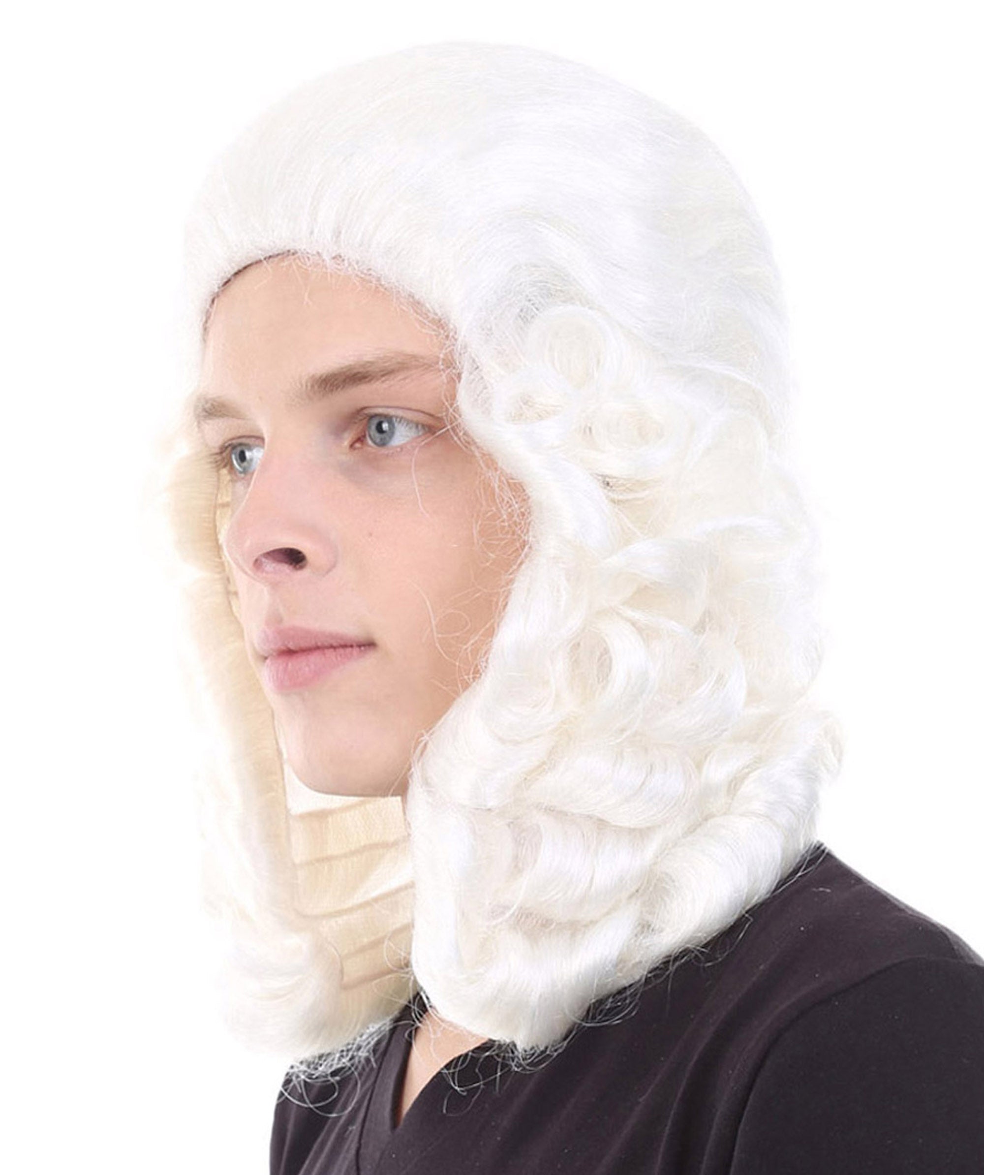 Mens White Wig | Colonial Judge Wig - HalloweenPartyOnline