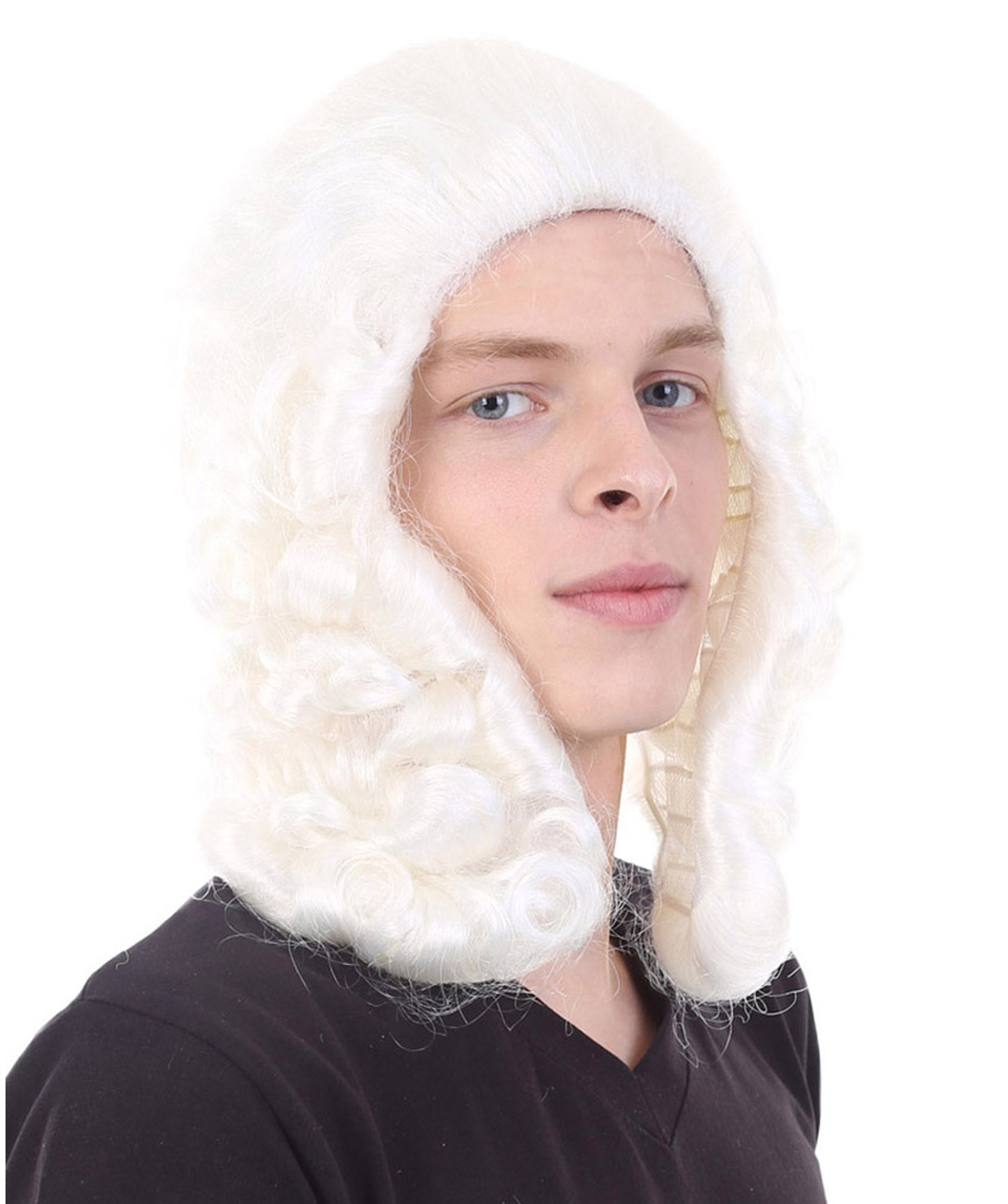 Mens White Wig | Colonial Judge Wig - HalloweenPartyOnline