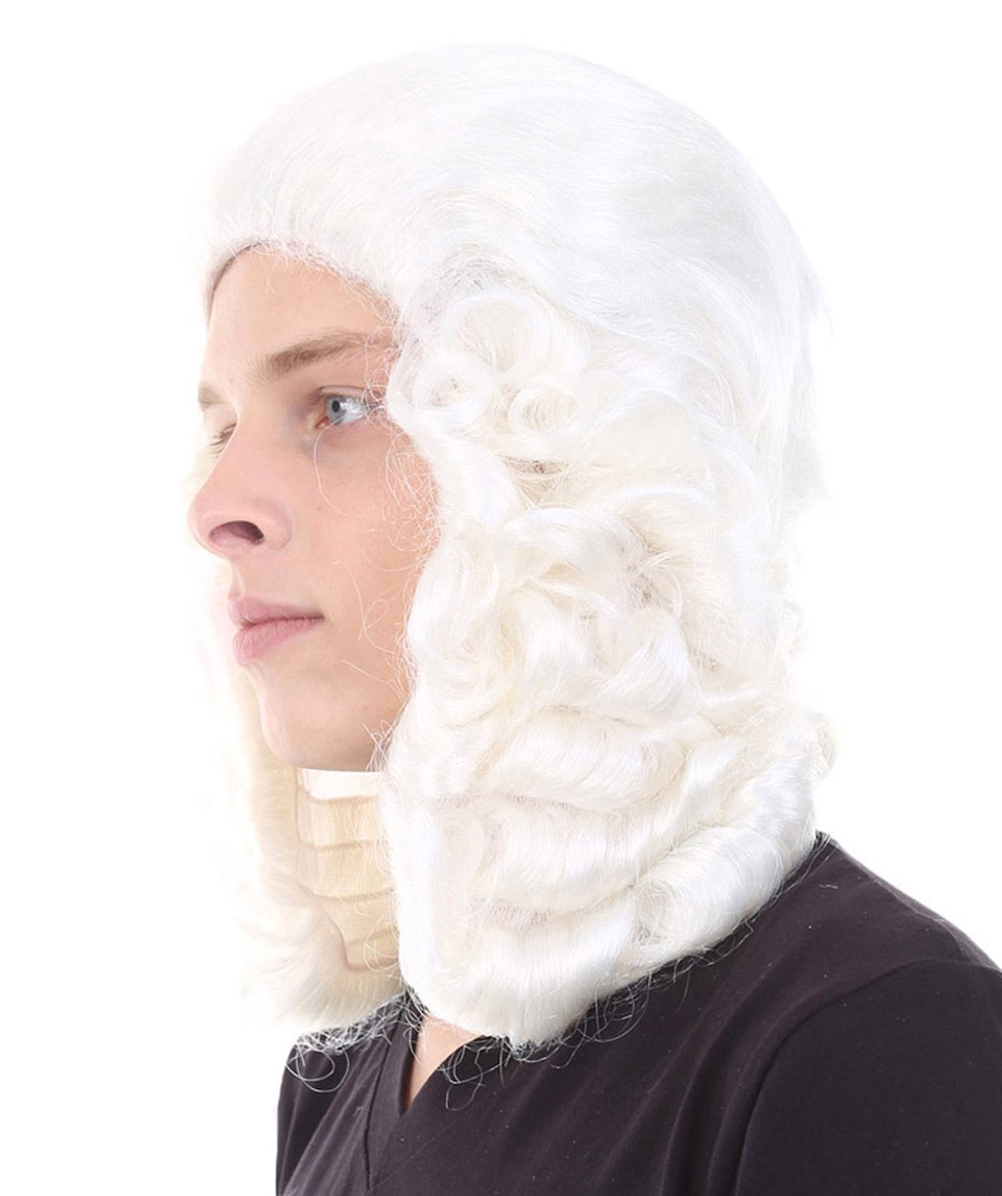 Mens White Wig | Colonial Judge Wig - HalloweenPartyOnline