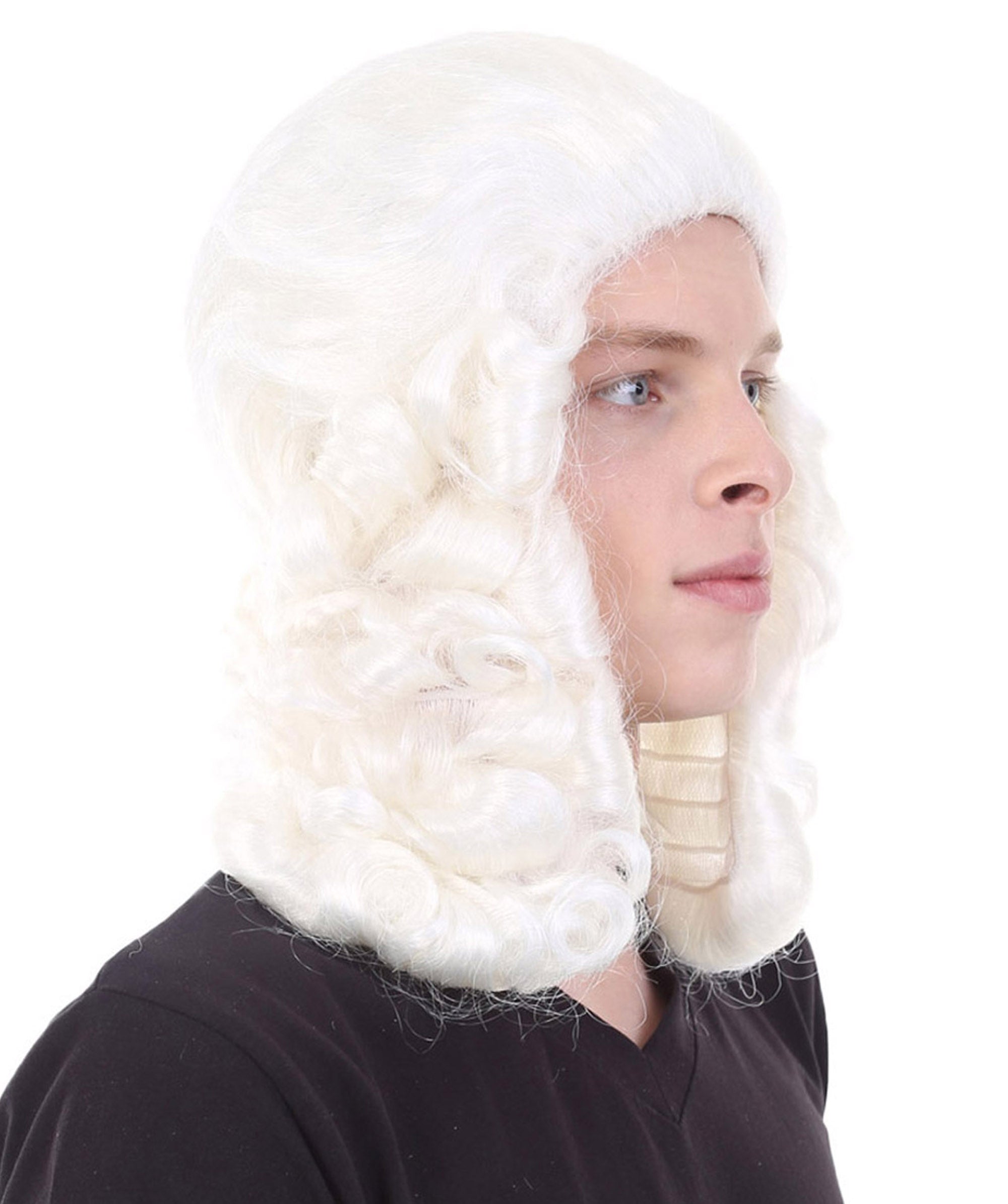 Mens White Wig | Colonial Judge Wig - HalloweenPartyOnline