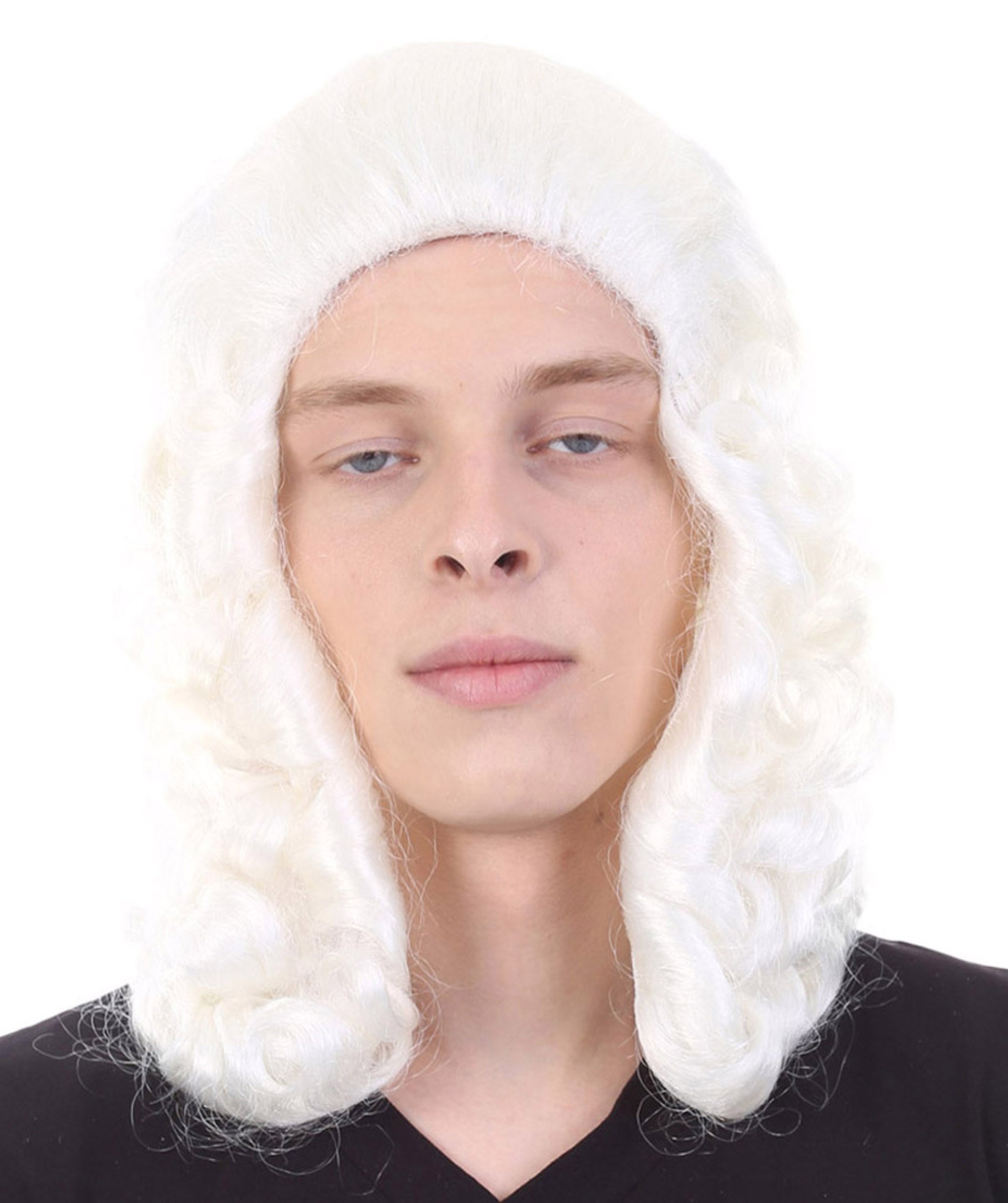 Mens White Wig | Colonial Judge Wig - HalloweenPartyOnline