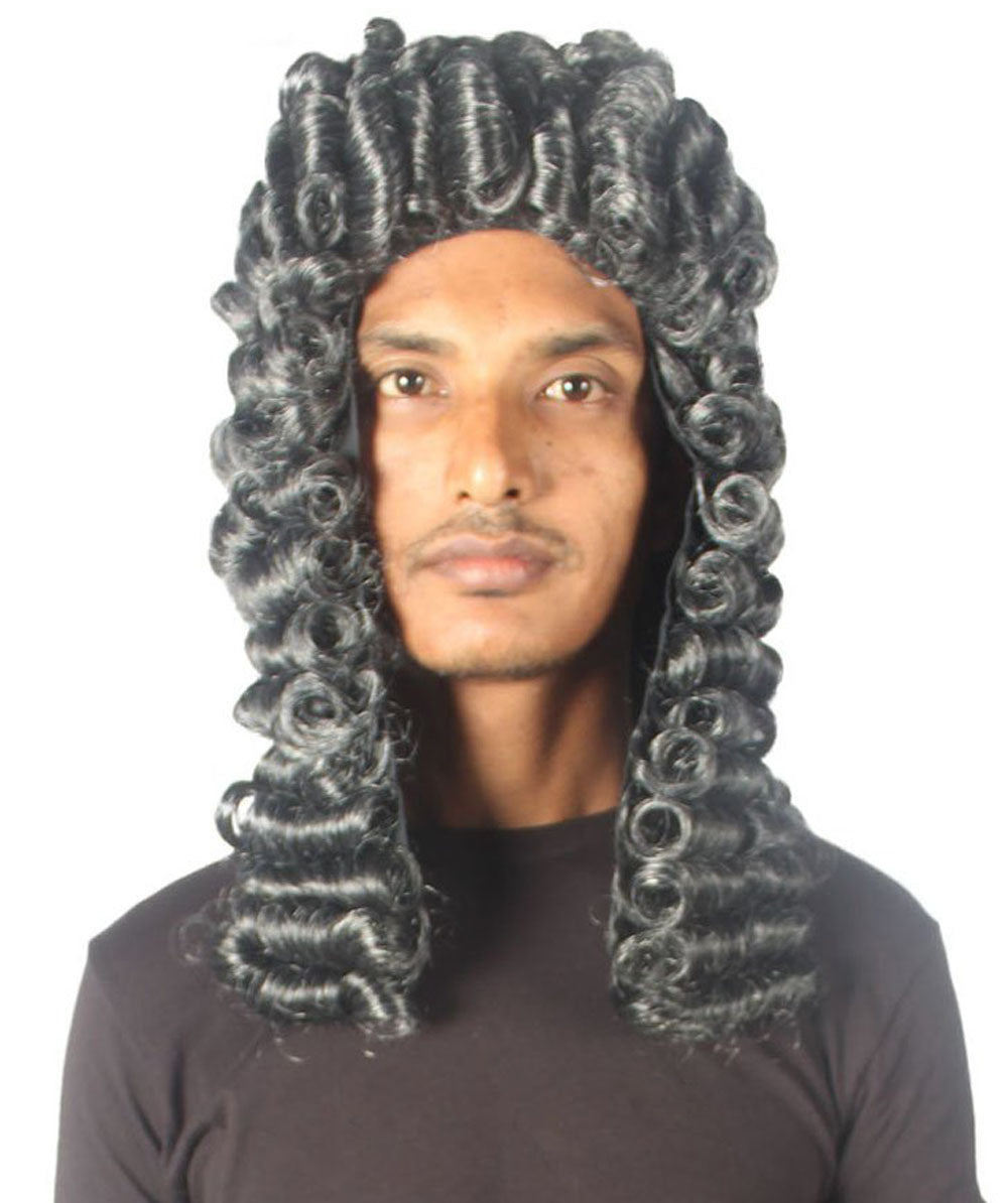 Colonial Judge Mens Wig | Black Historical Wigs - HalloweenPartyOnline