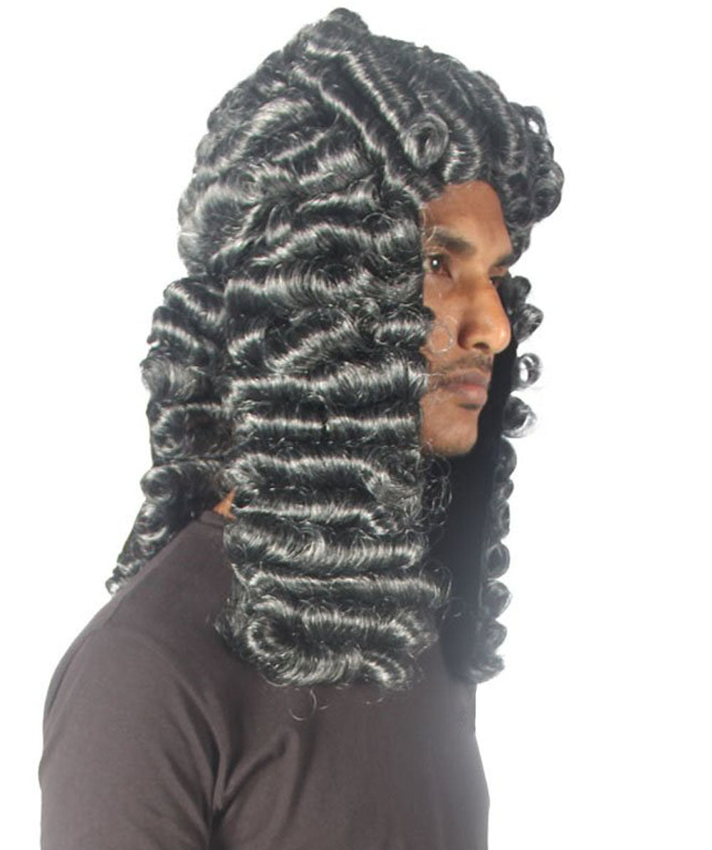 Colonial Judge Mens Wig | Black Historical Wigs - HalloweenPartyOnline