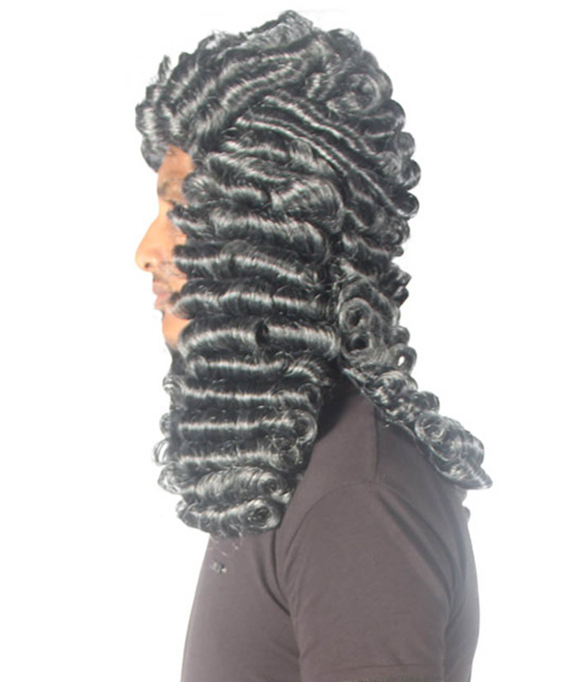 Colonial Judge Mens Wig | Black Historical Wigs - HalloweenPartyOnline