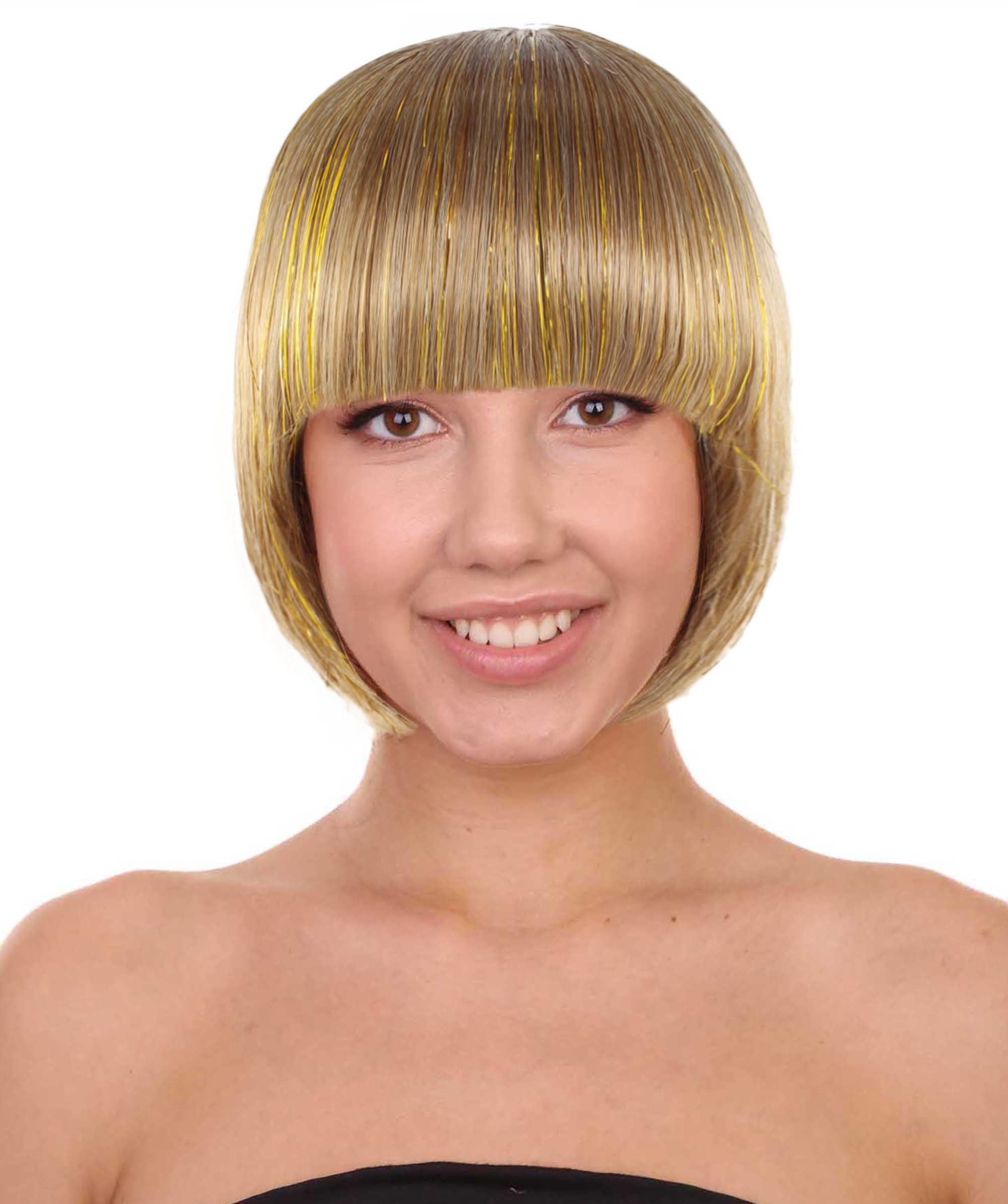 Gold Bob Fancy party Wig - HalloweenPartyOnline