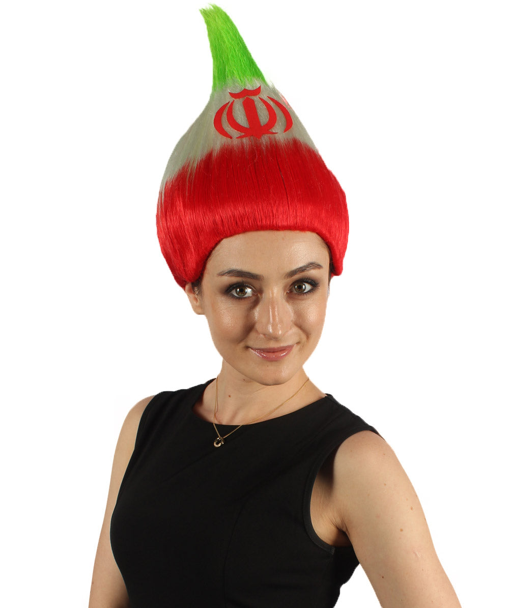 Iran Flag Troll Wig | - HalloweenPartyOnline