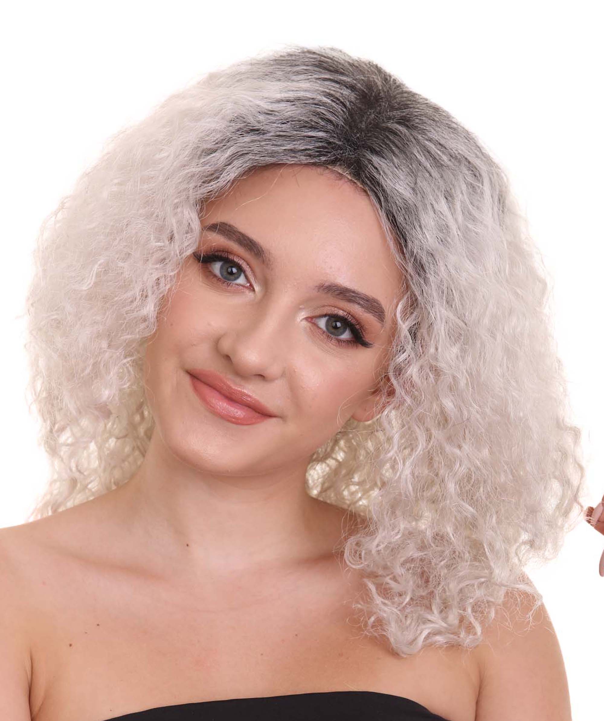 Zombie Grey Scary Wig | Ombre Curly Hair - HalloweenPartyOnline