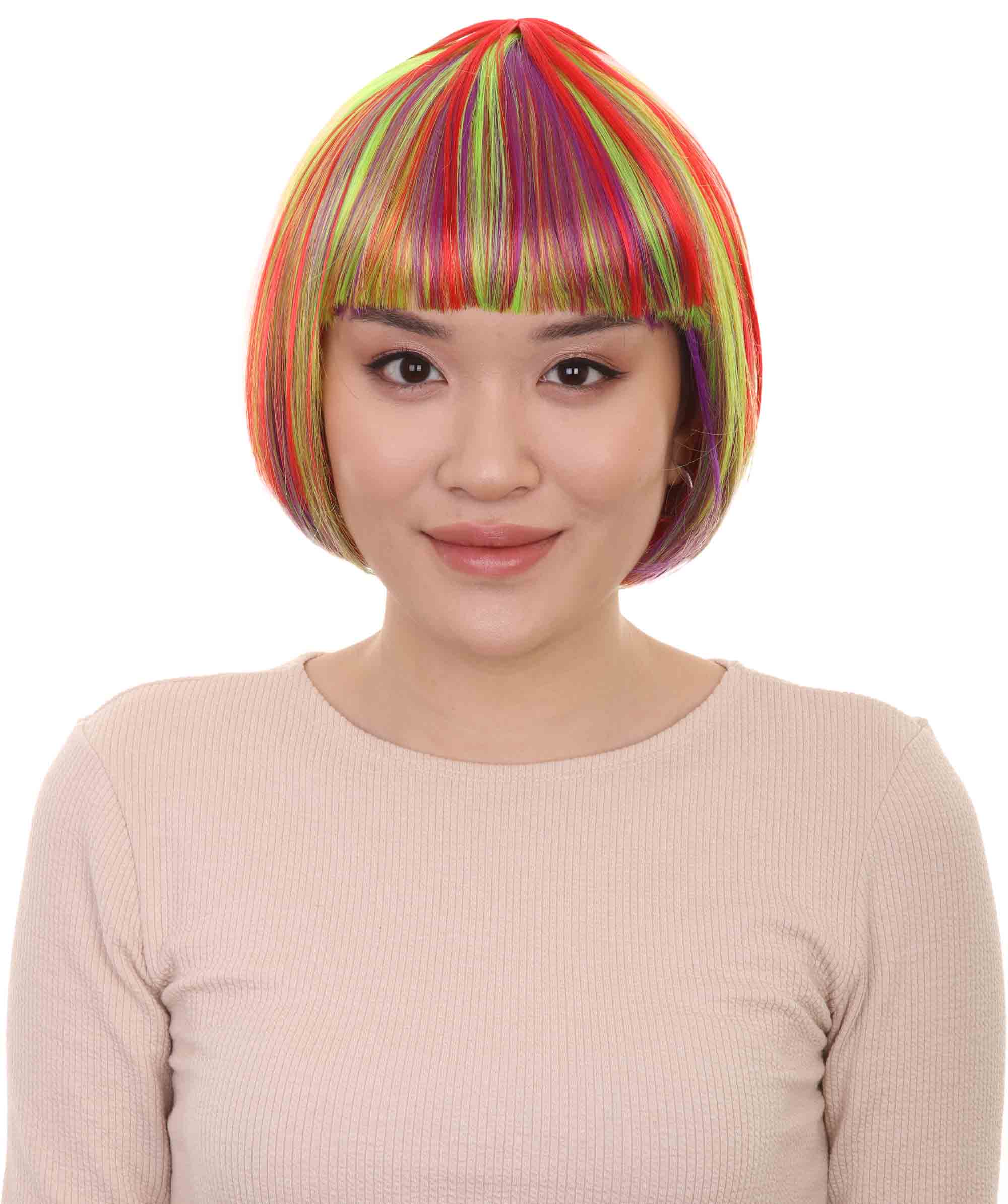 Rainbow Fancy Party Bob Wig - HalloweenPartyOnline