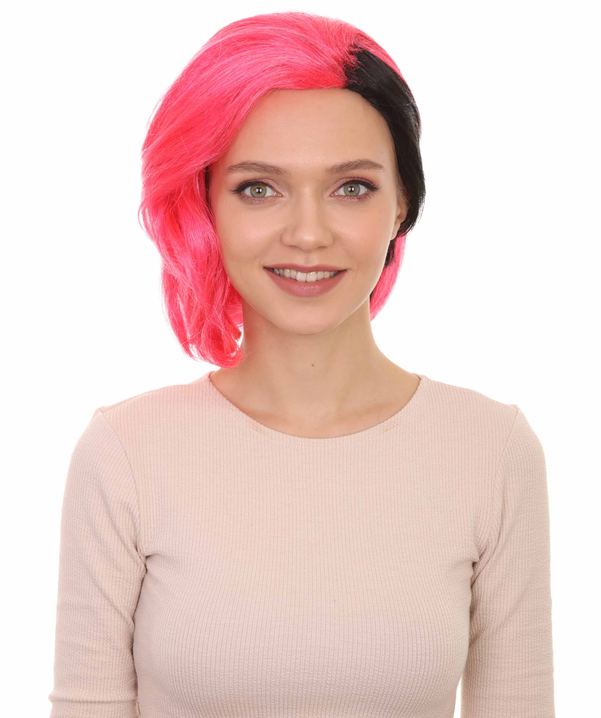 Pink and Black Rock & Disco Wig - HalloweenPartyOnline