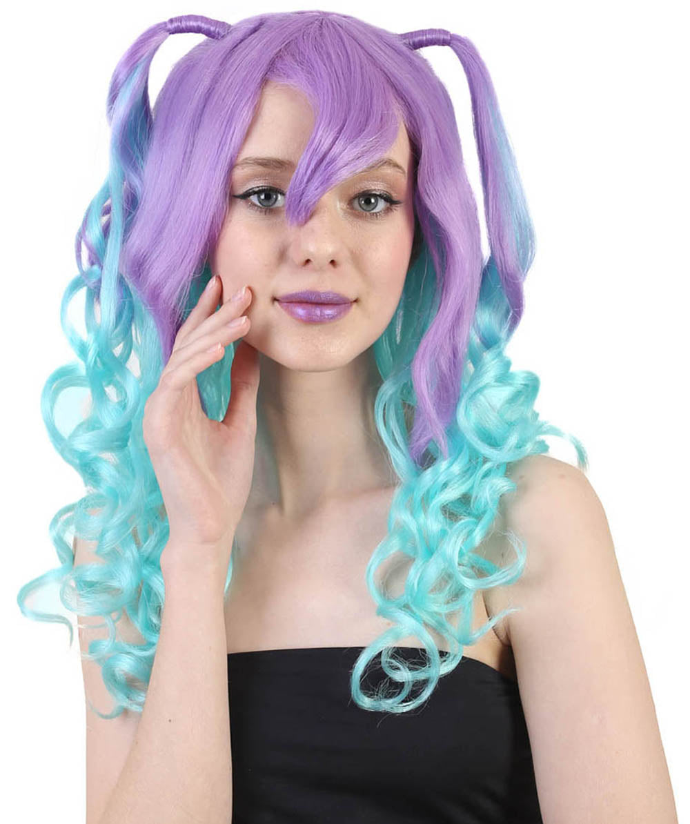 Blue Monster Wig | Purple Green Medium Curly Cosplay Halloween Wig ...