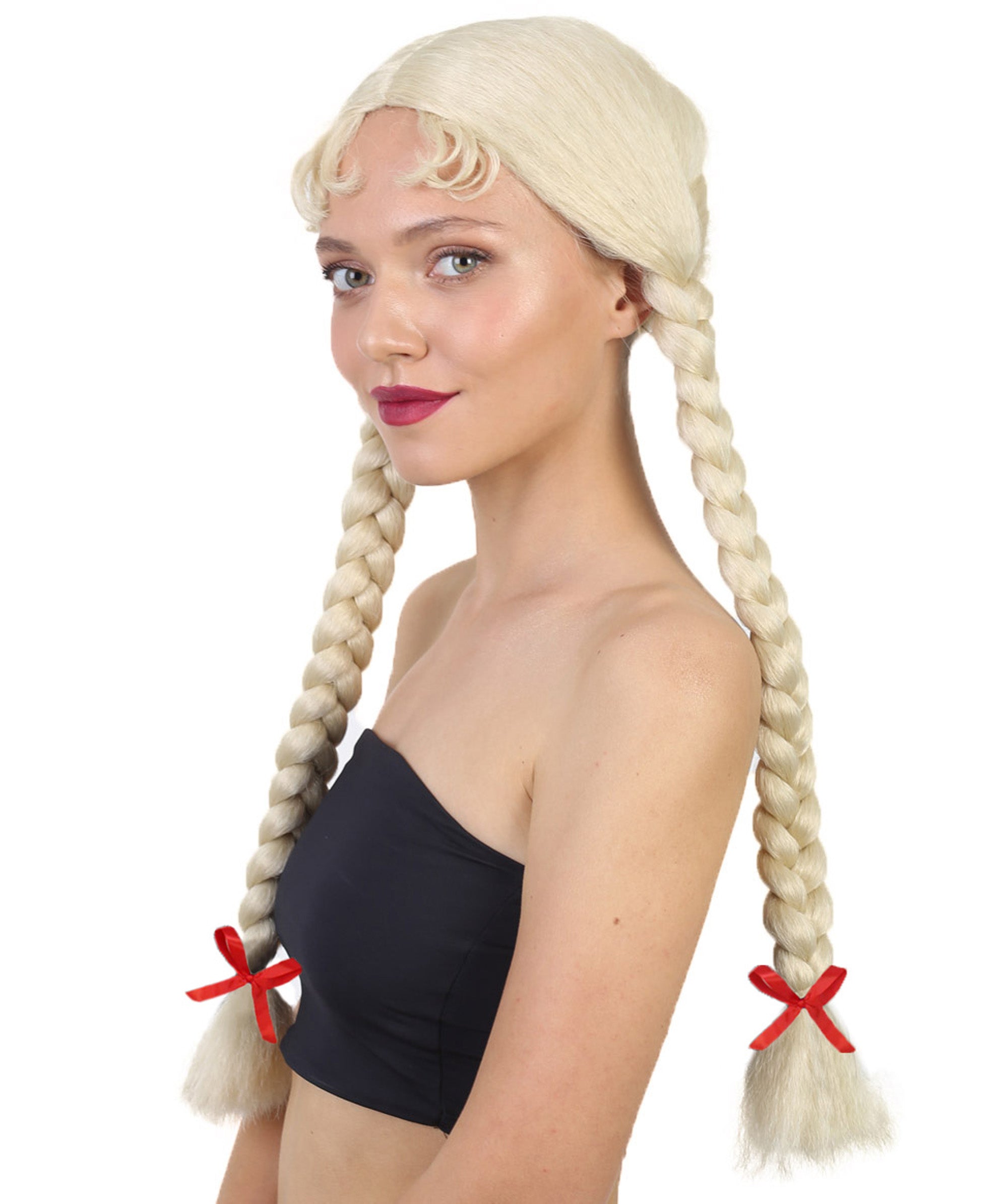 Dutch Girl Long Blond Braided Yellow Cosplay Wig Hpo
