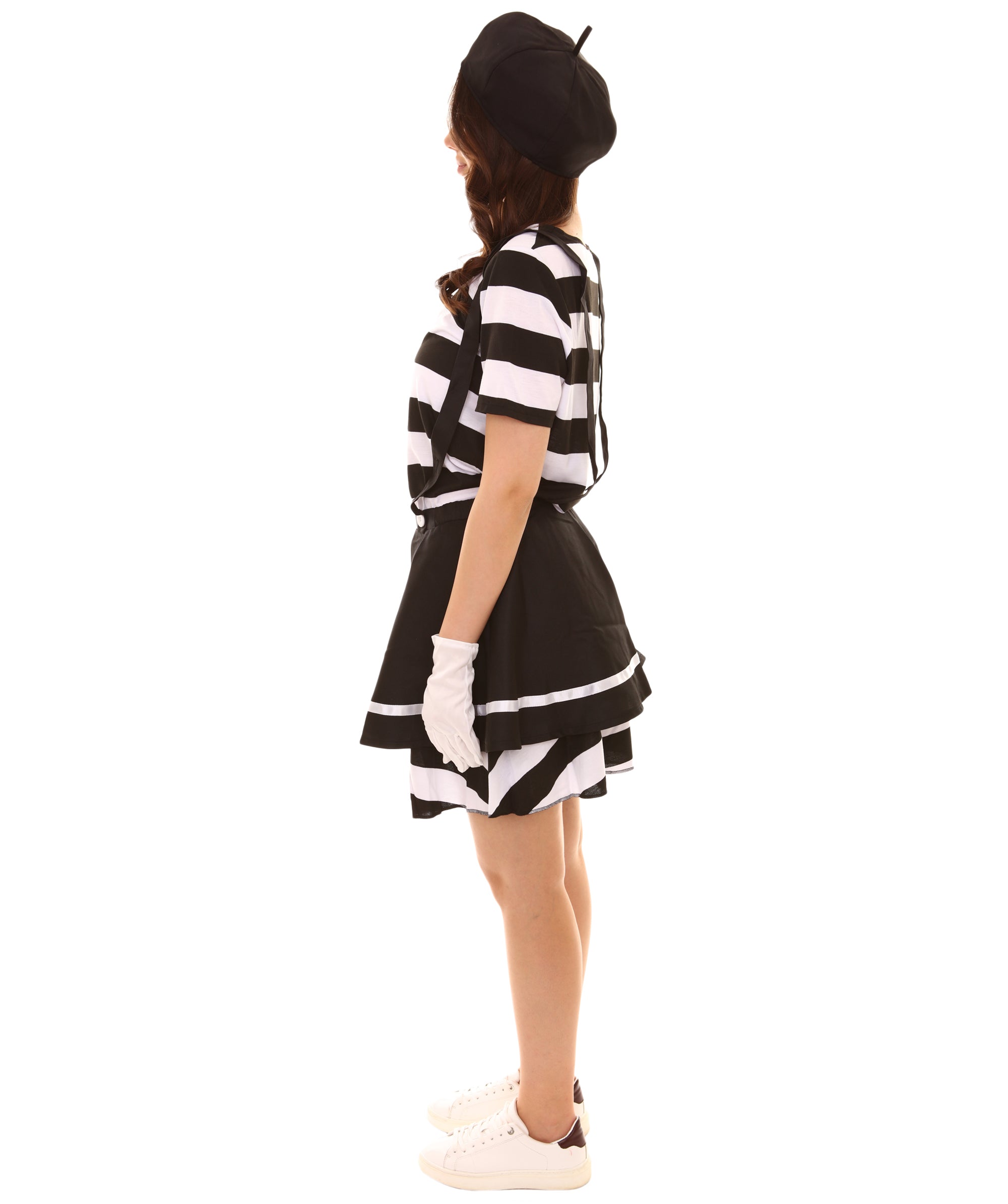 Adult Woman's Mime Costume | Black & White Halloween Costume ...