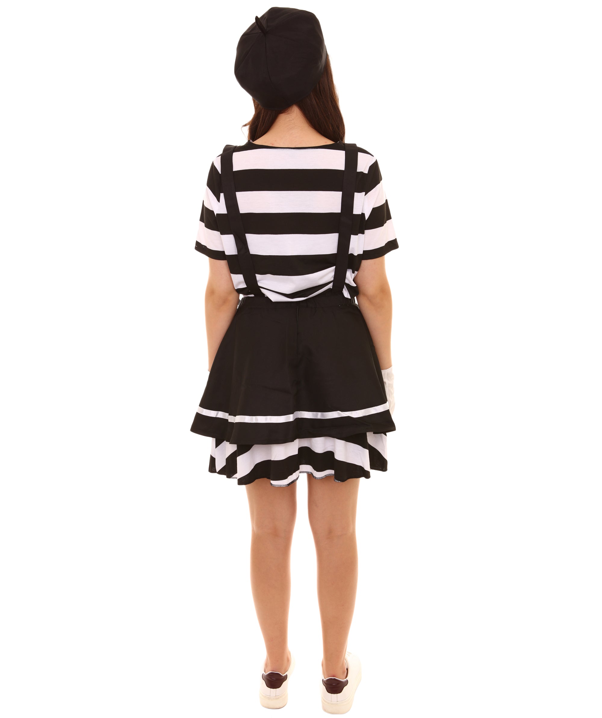 Adult Woman's Mime Costume | Black & White Halloween Costume ...