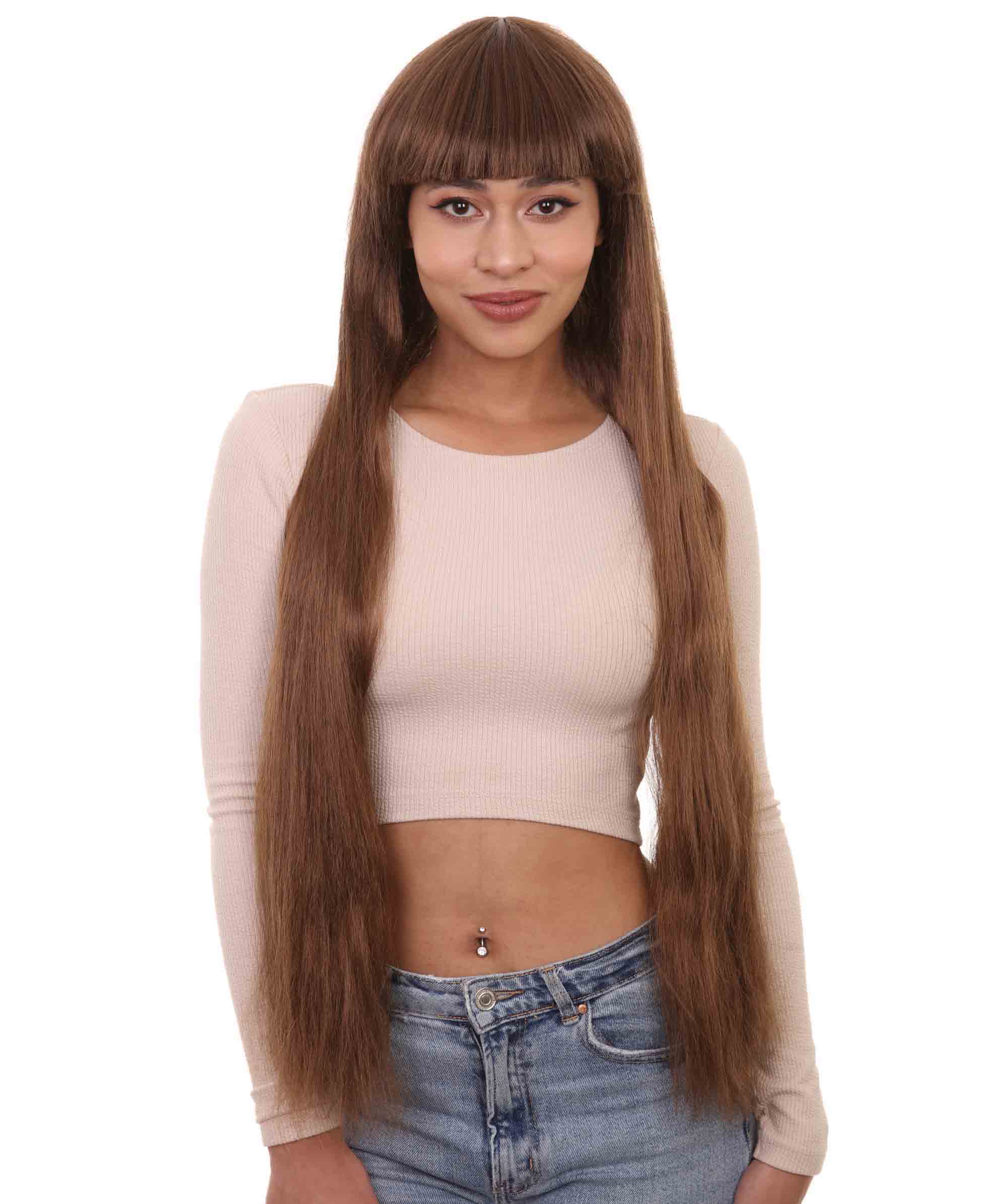 Extra Long Straight Cosplay Brown Wig - HalloweenPartyOnline