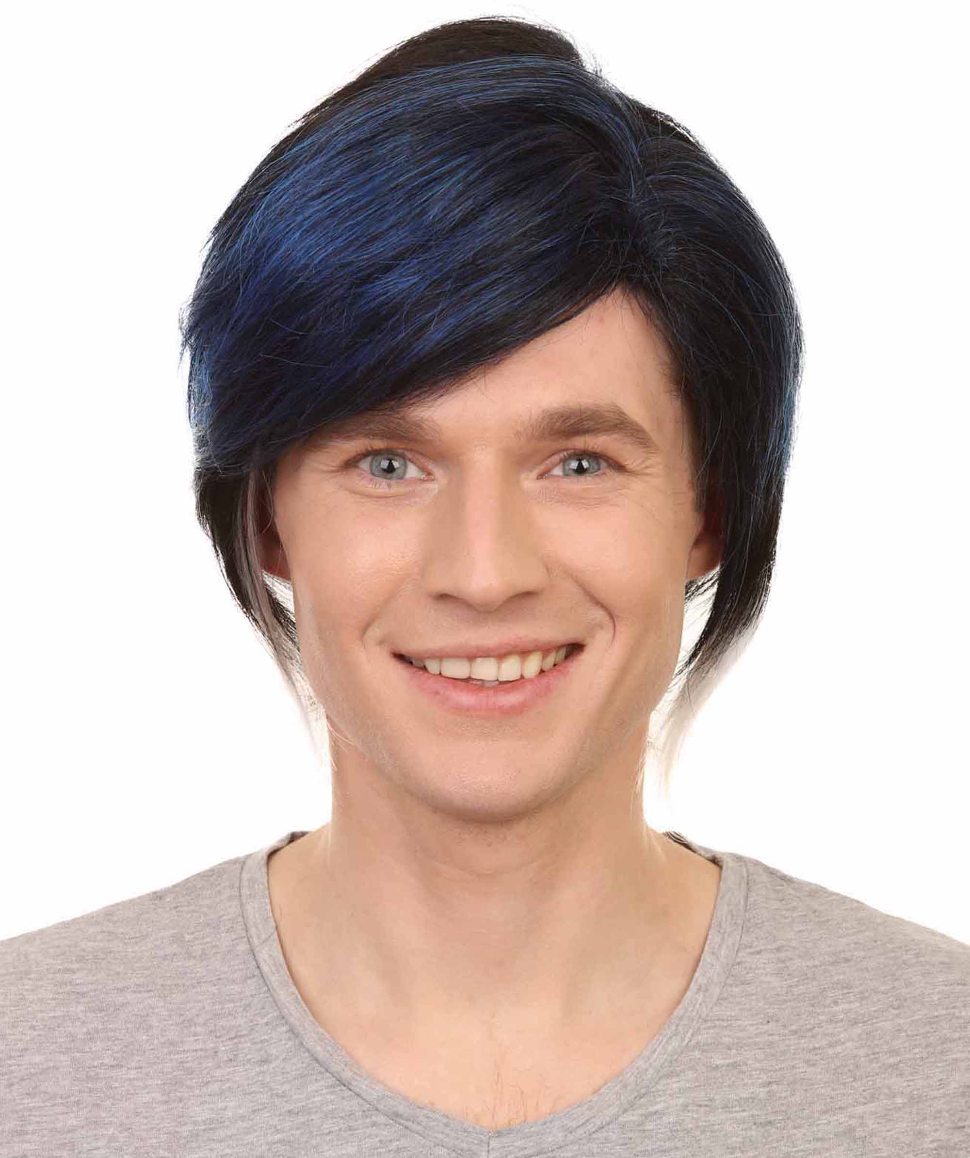 Emo Black Blue Wig - HalloweenPartyOnline