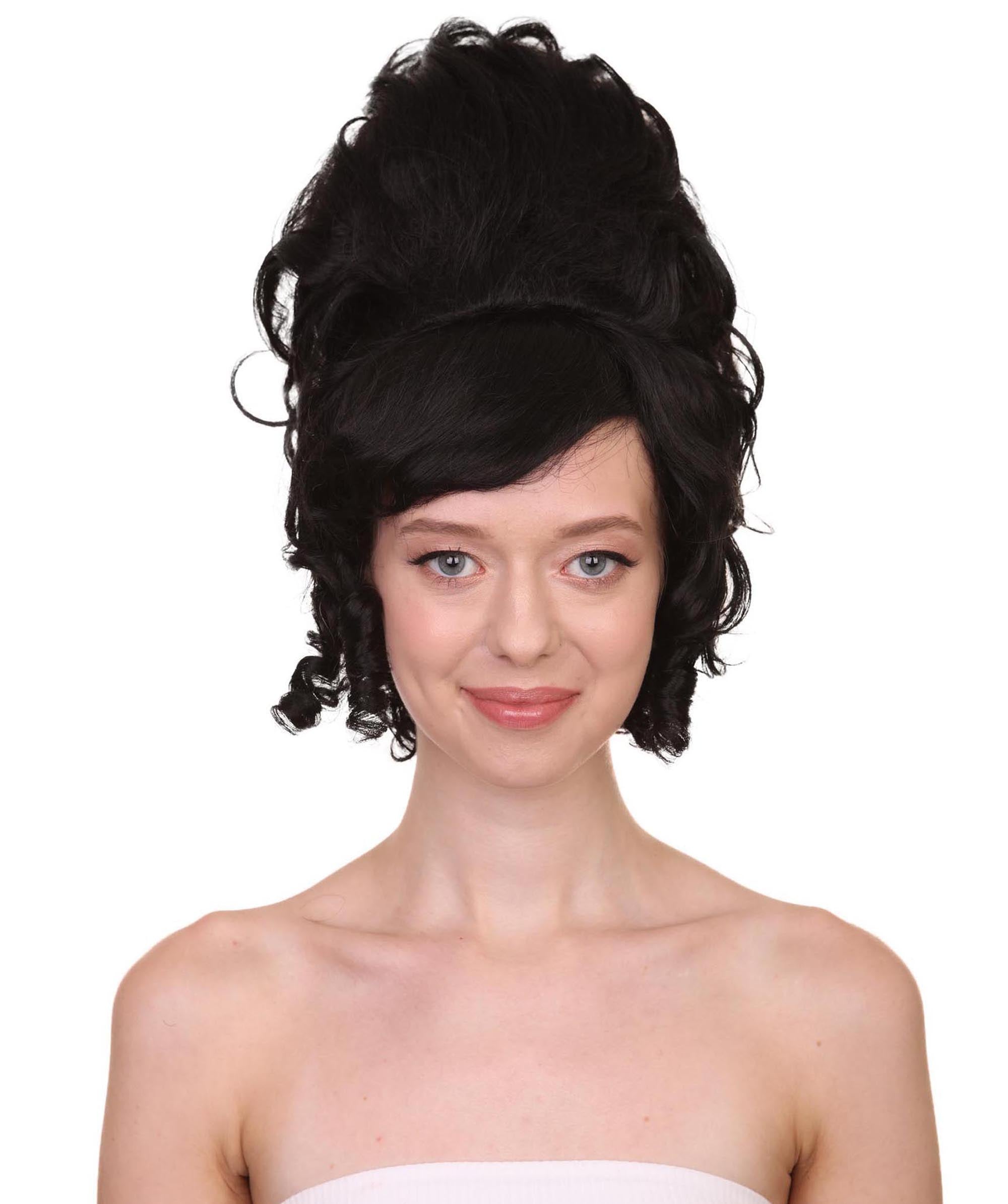 Colonial Lady Black Beehive Wig - HalloweenPartyOnline