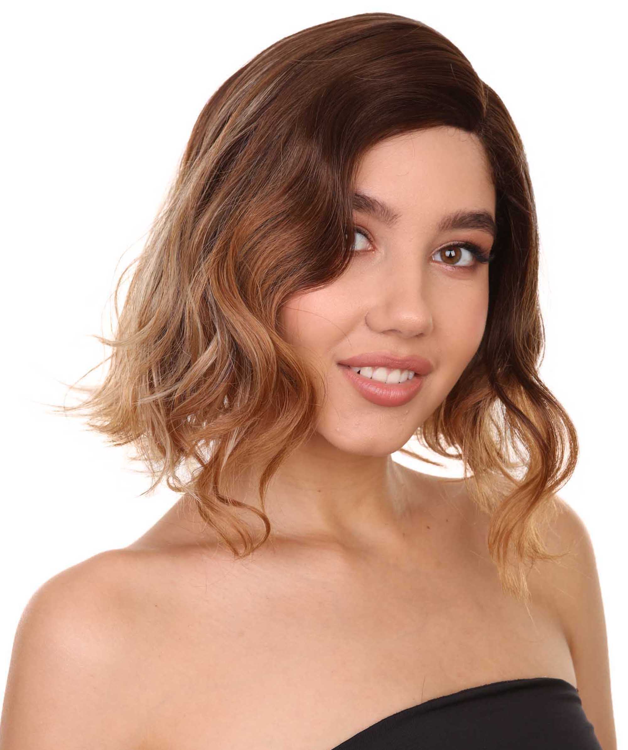CoCo Women's Shoulder Length Lace Front Wavy With Bangs - Adults Fashi ...