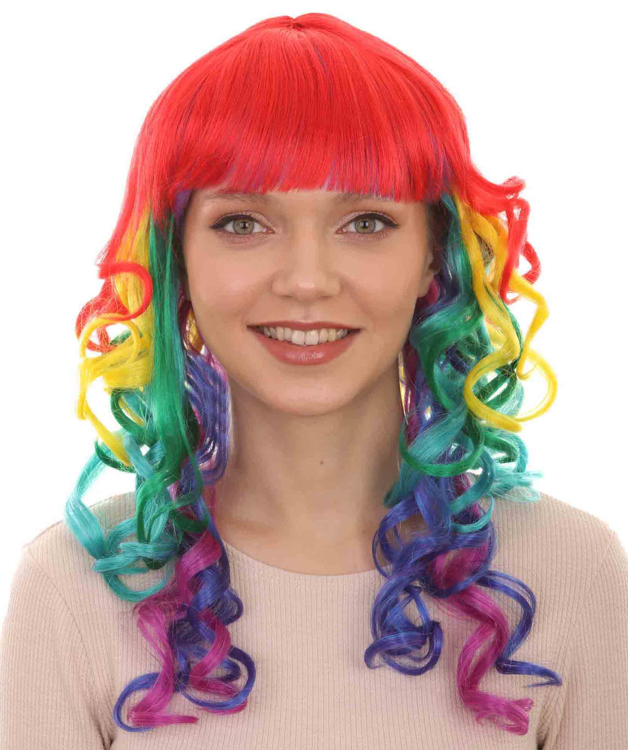 Long Curly Colorful Wig - HalloweenPartyOnline